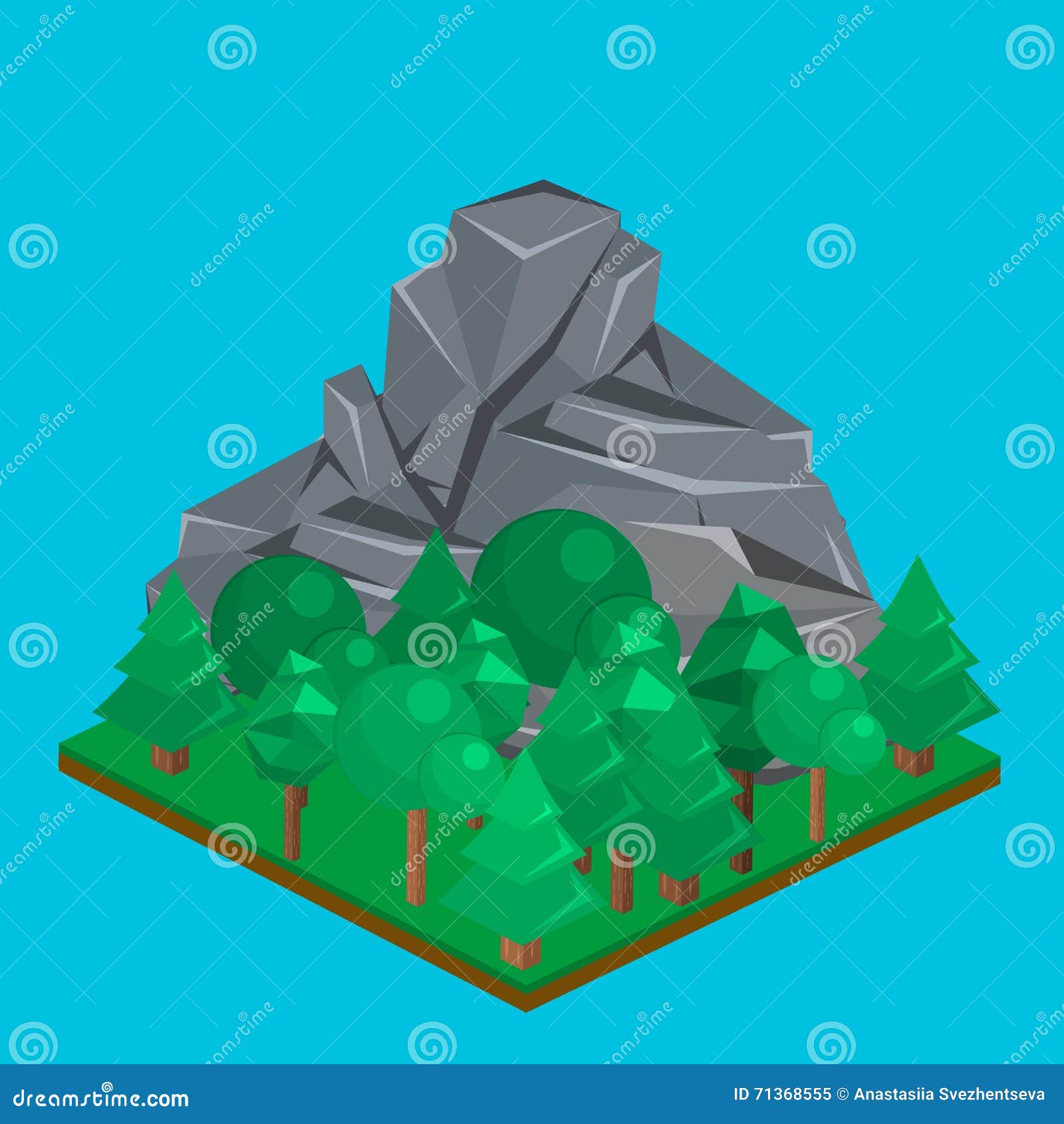 Set Of Isometric Map Mountain Object. Isometric Mountains Contour With ...