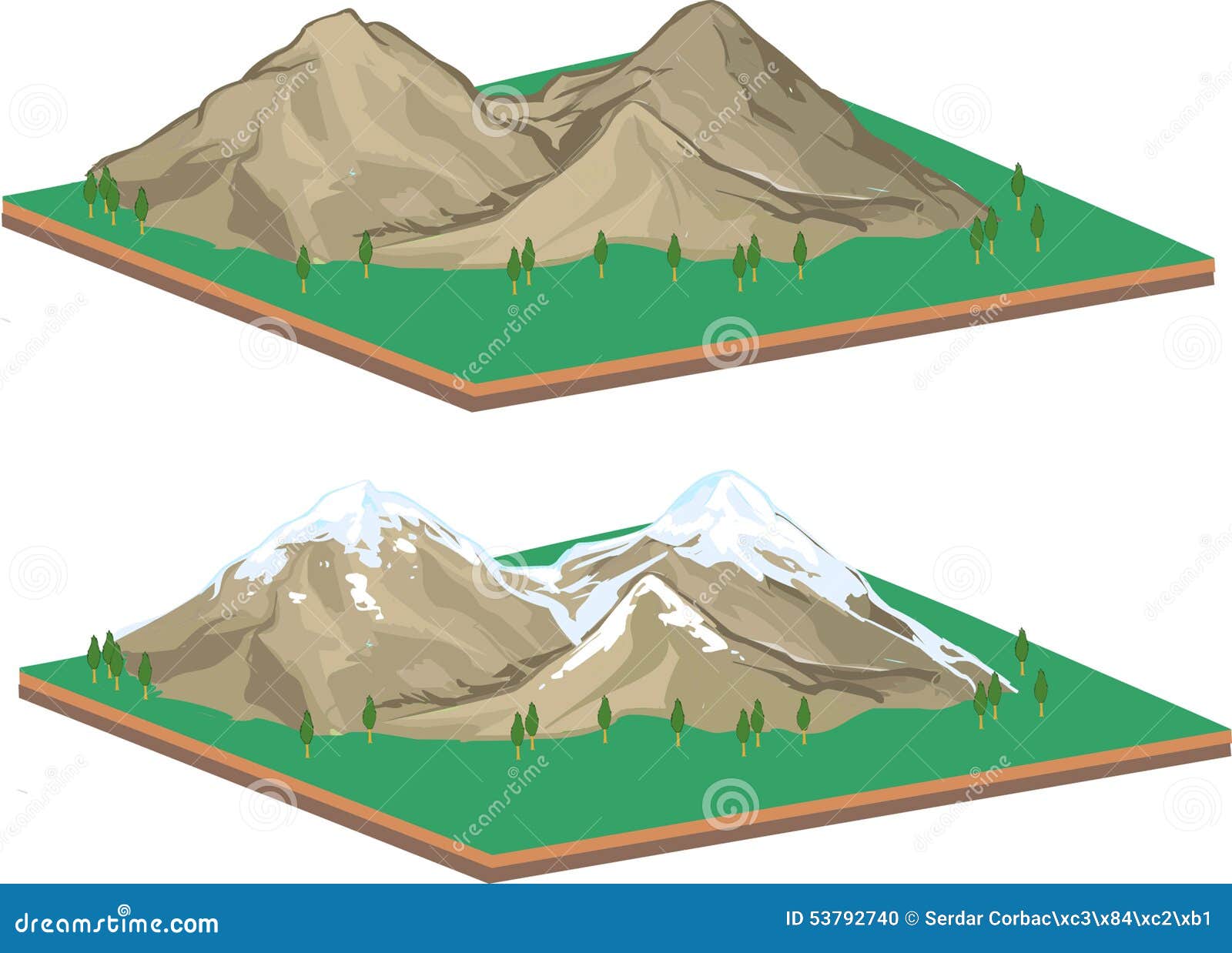 Isometric Mountain Landscape Stock Vector - Illustration of clip ...