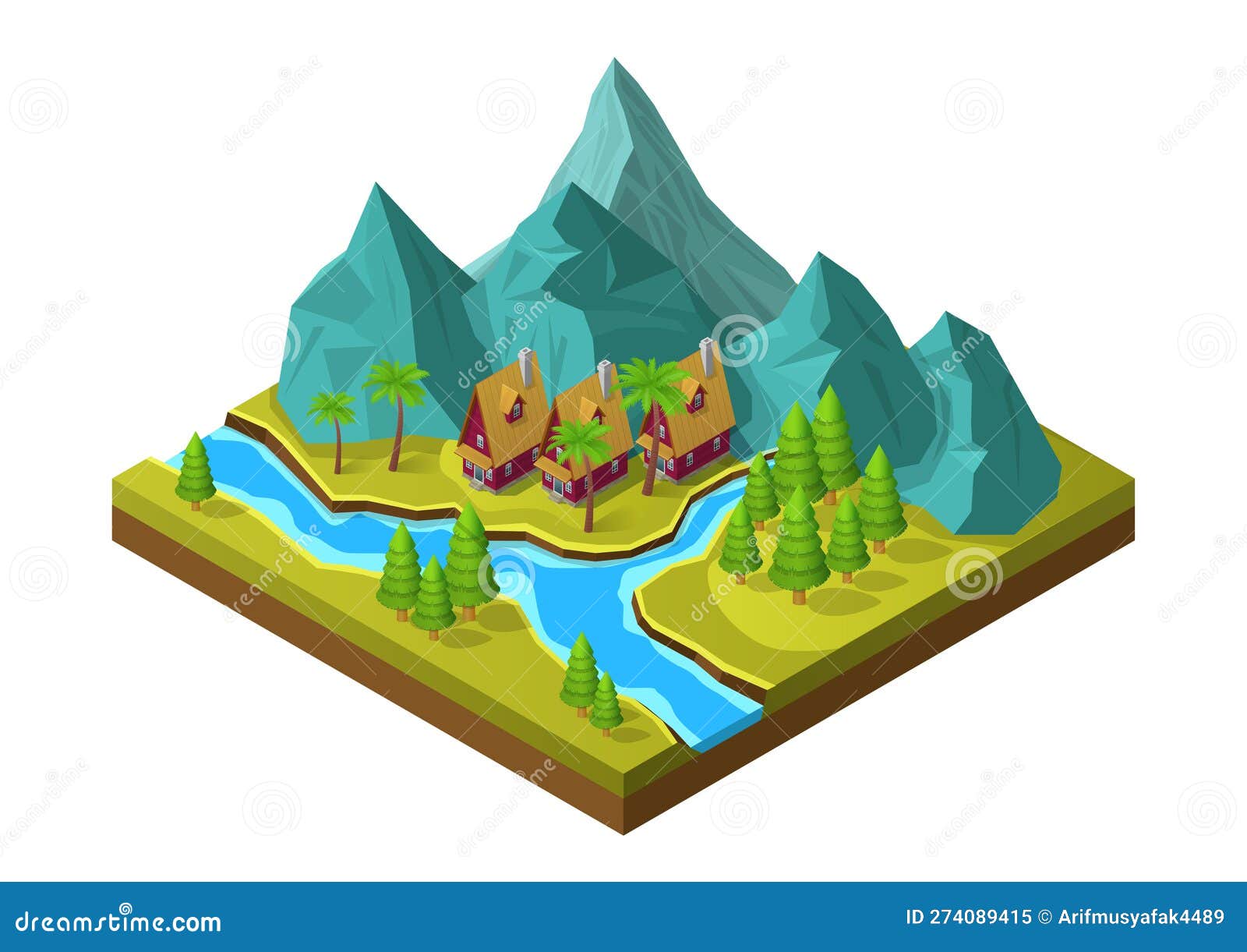 Set Of Isometric Map Mountain Object. Isometric Mountains Contour With ...
