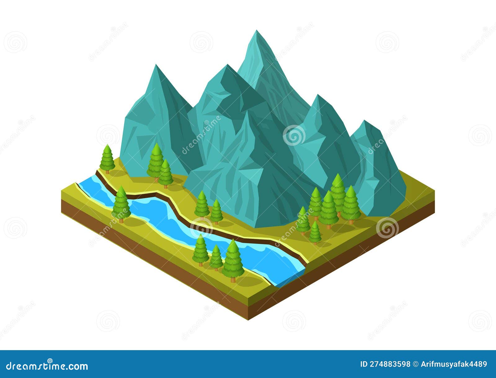 Set Of Isometric Map Mountain Object. Isometric Mountains Contour With ...