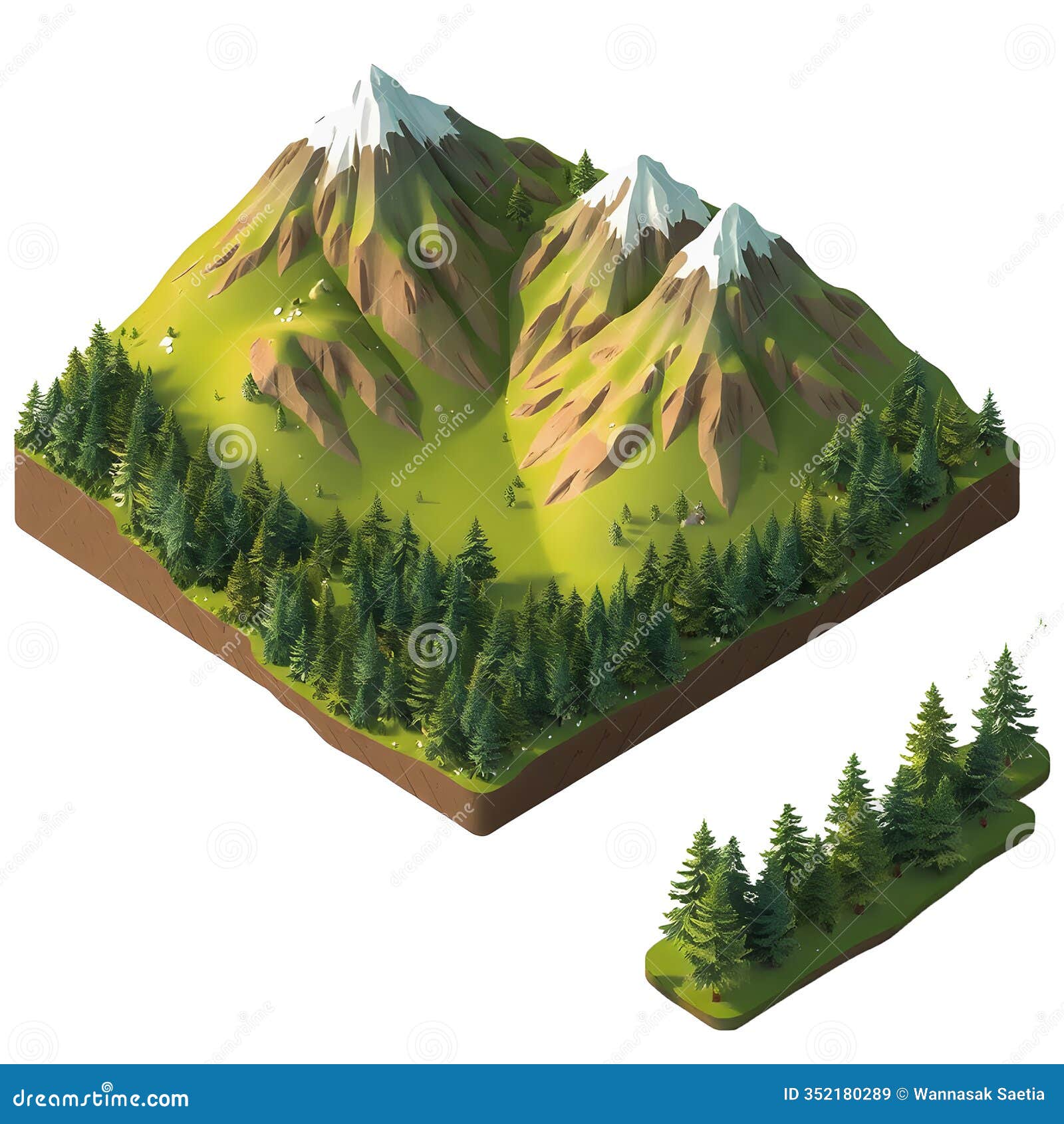 Isometric Mountains with Coniferous Forest and Coniferous Trees. Stock Illustration ...