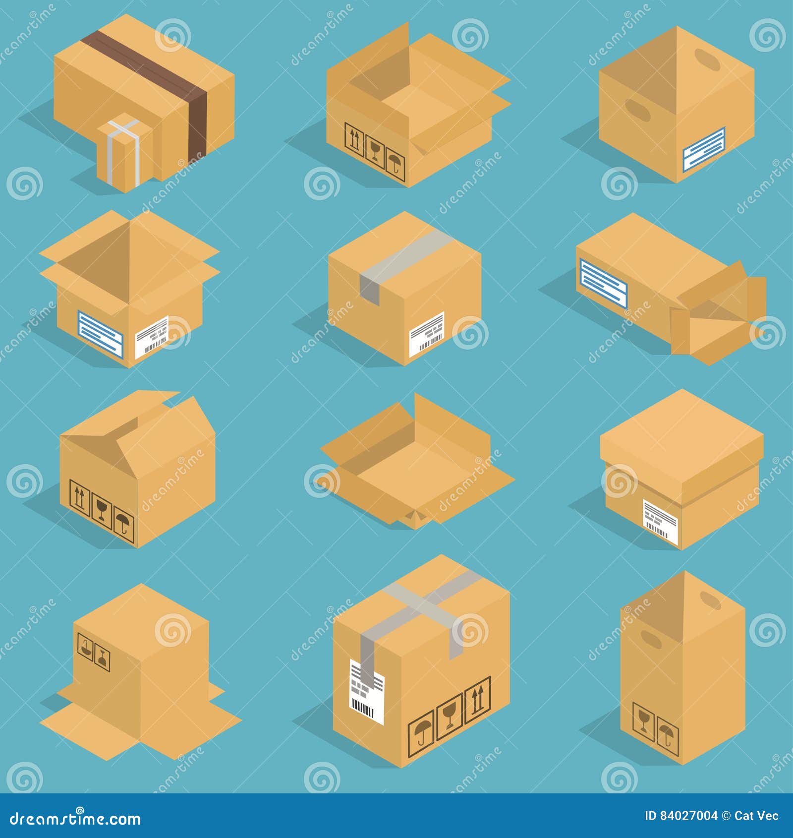 Isometric Moving Box Vector Illustration Stock Vector - Illustration of ...
