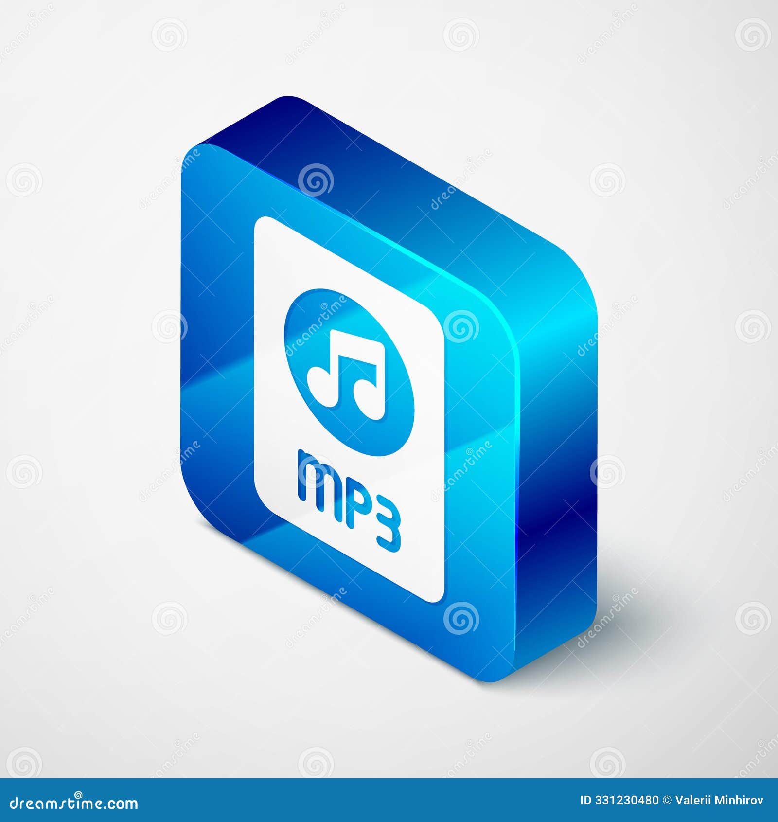 Isometric MP3 File Document. Download Mp3 Button Icon Isolated on Grey ...