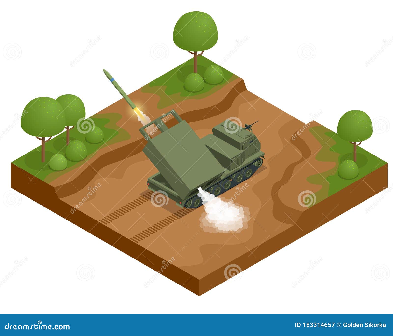 Isometric Multiple Rocket Launcher Icons Set Isolated On White ...