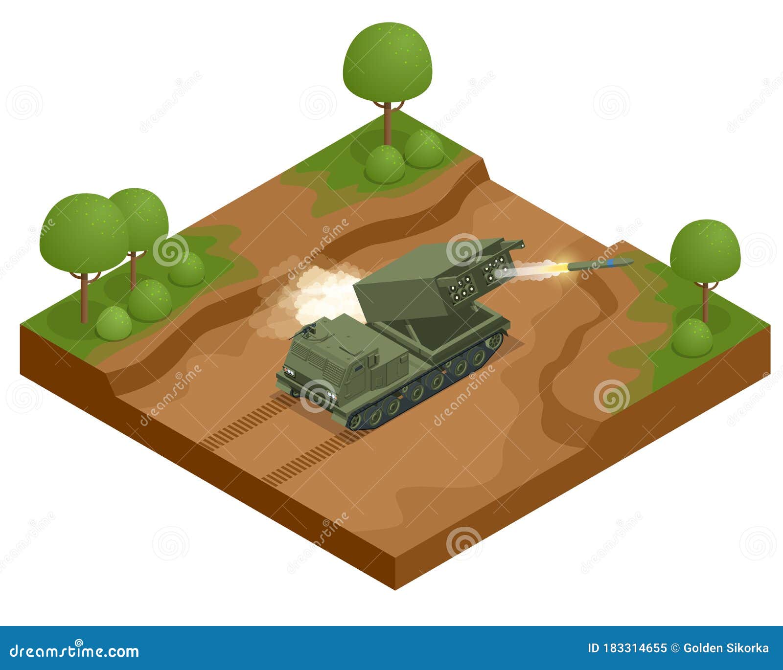 Isometric Multiple Rocket Launcher Icons Set Isolated on White ...