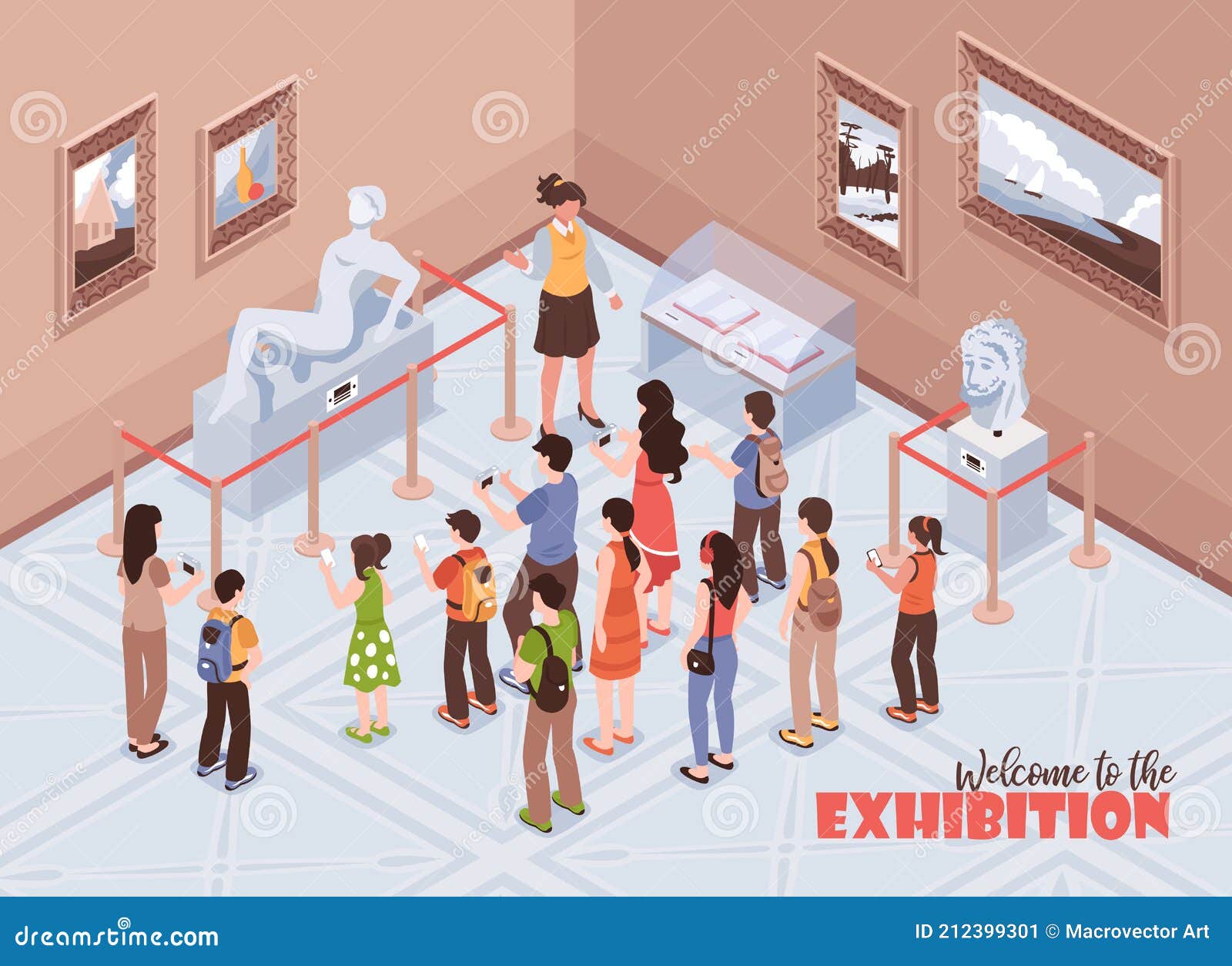 Excursion To Museum For Disabled People Invitation Cartoon Vector ...