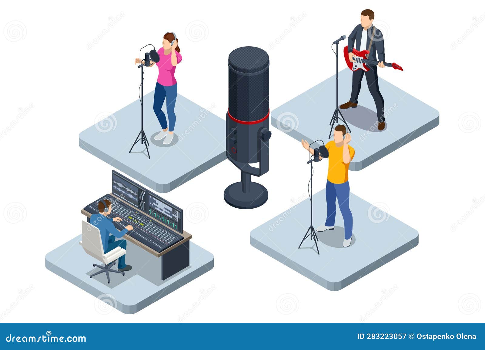 Isometric Music Studio Icons Cartoon Vector | CartoonDealer.com #289326195