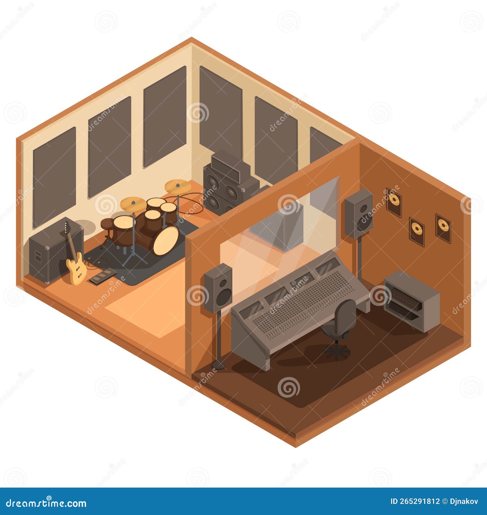 Isometric Music Studio with Equipment Stock Vector - Illustration of ...
