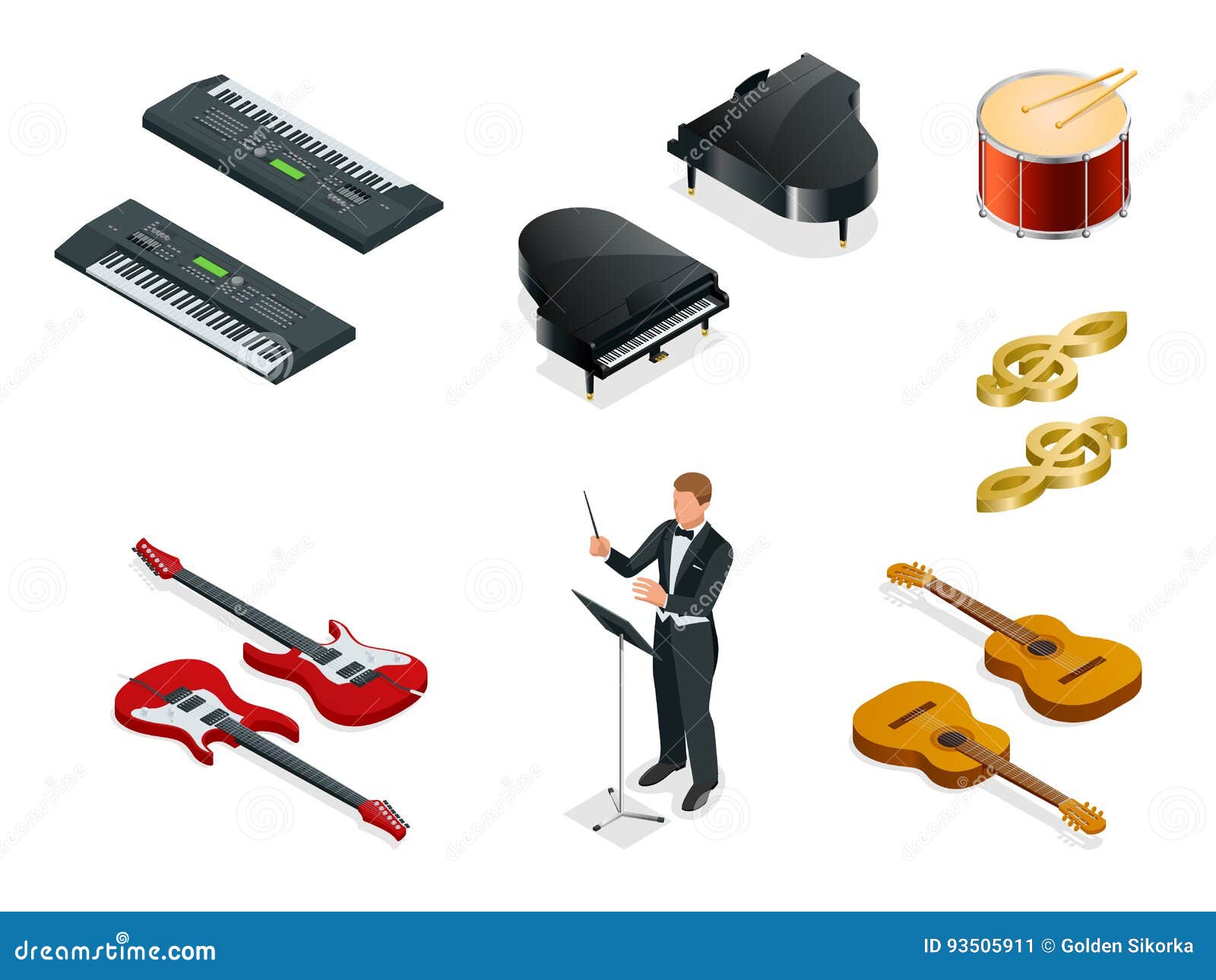 Set Isometric Musical Note In Human Head, Voice Assistant, Music Player ...