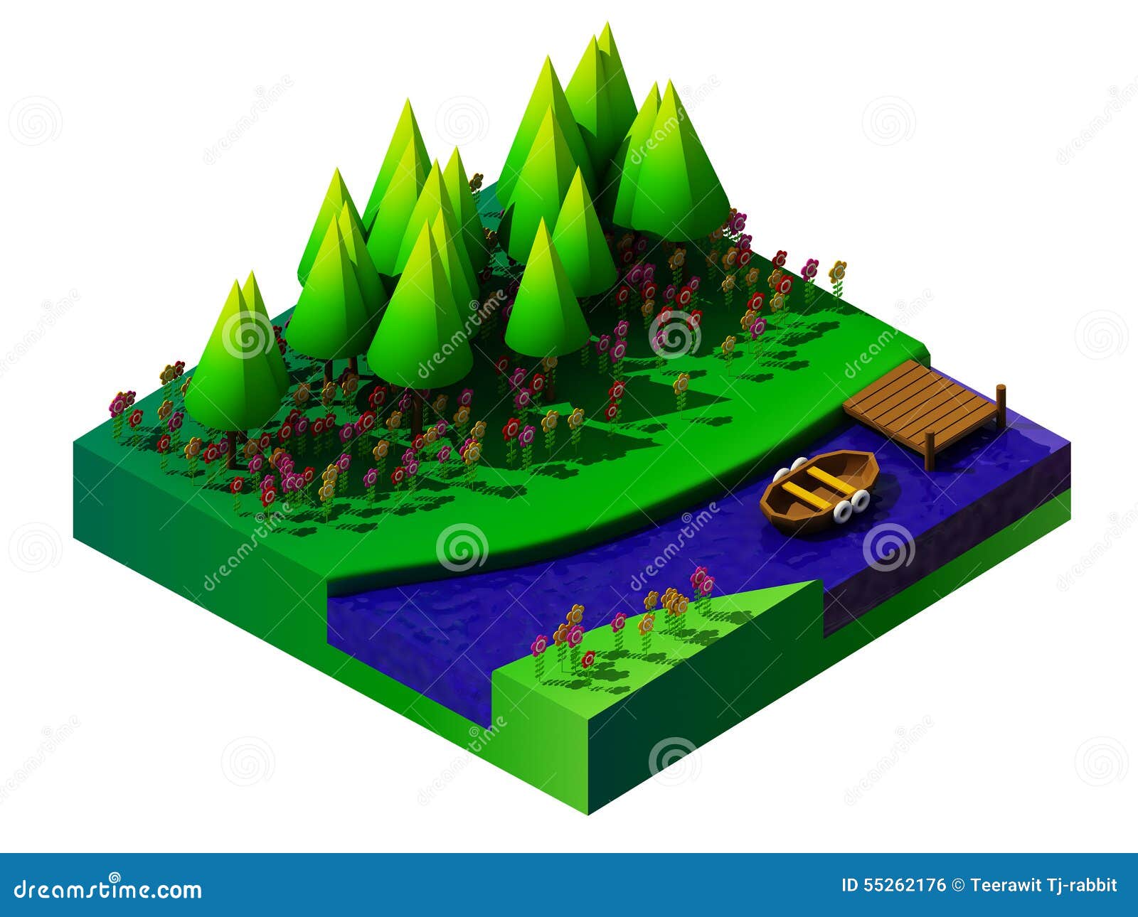 Isometric Nature and Landscape Stock Illustration - Illustration of ...