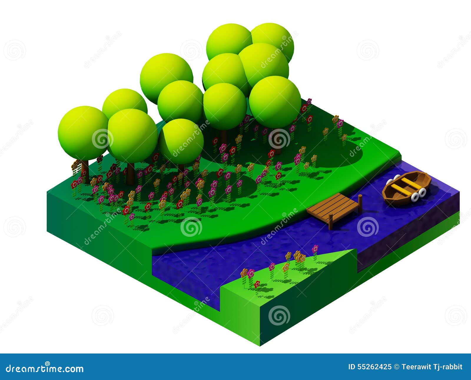 Isometric Nature and Landscape Stock Illustration - Illustration of ...