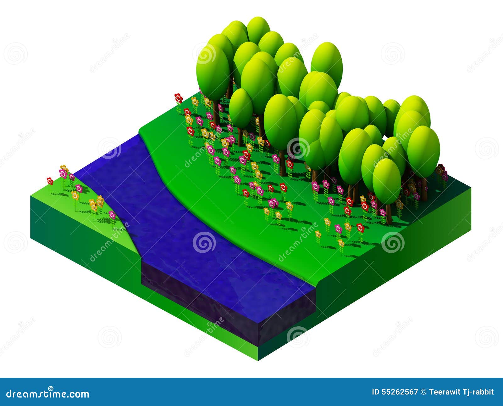 Isometric Nature and Landscape Stock Illustration - Illustration of ...