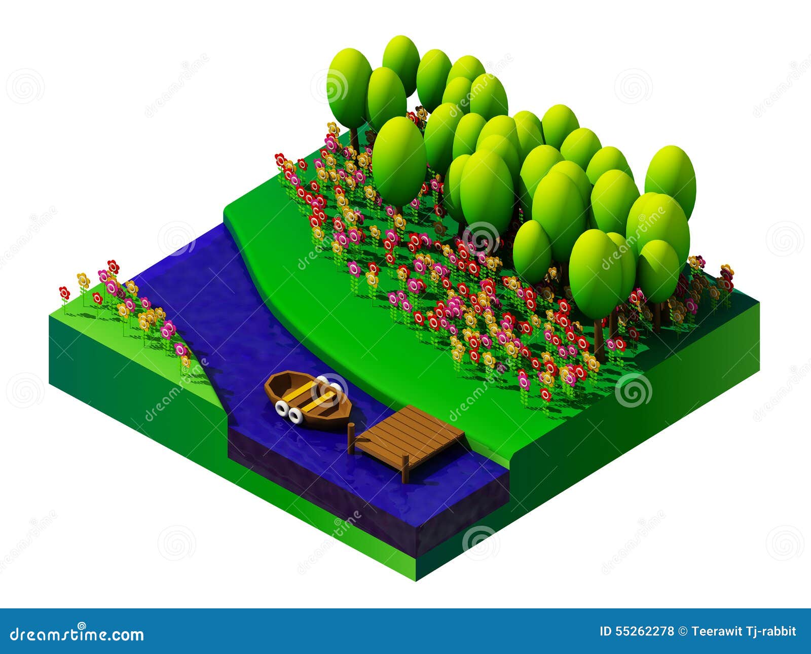 Isometric Nature and Landscape Stock Illustration - Illustration of ...