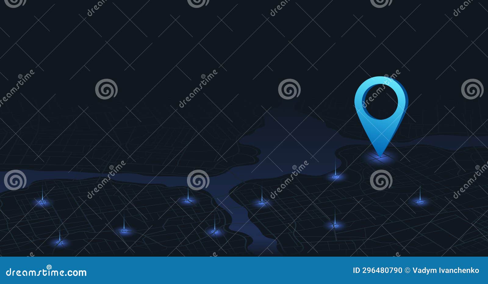 Isometric Navigate Mapping Technology for Distance Data, Path Turns. Abstract Map with Unique ...
