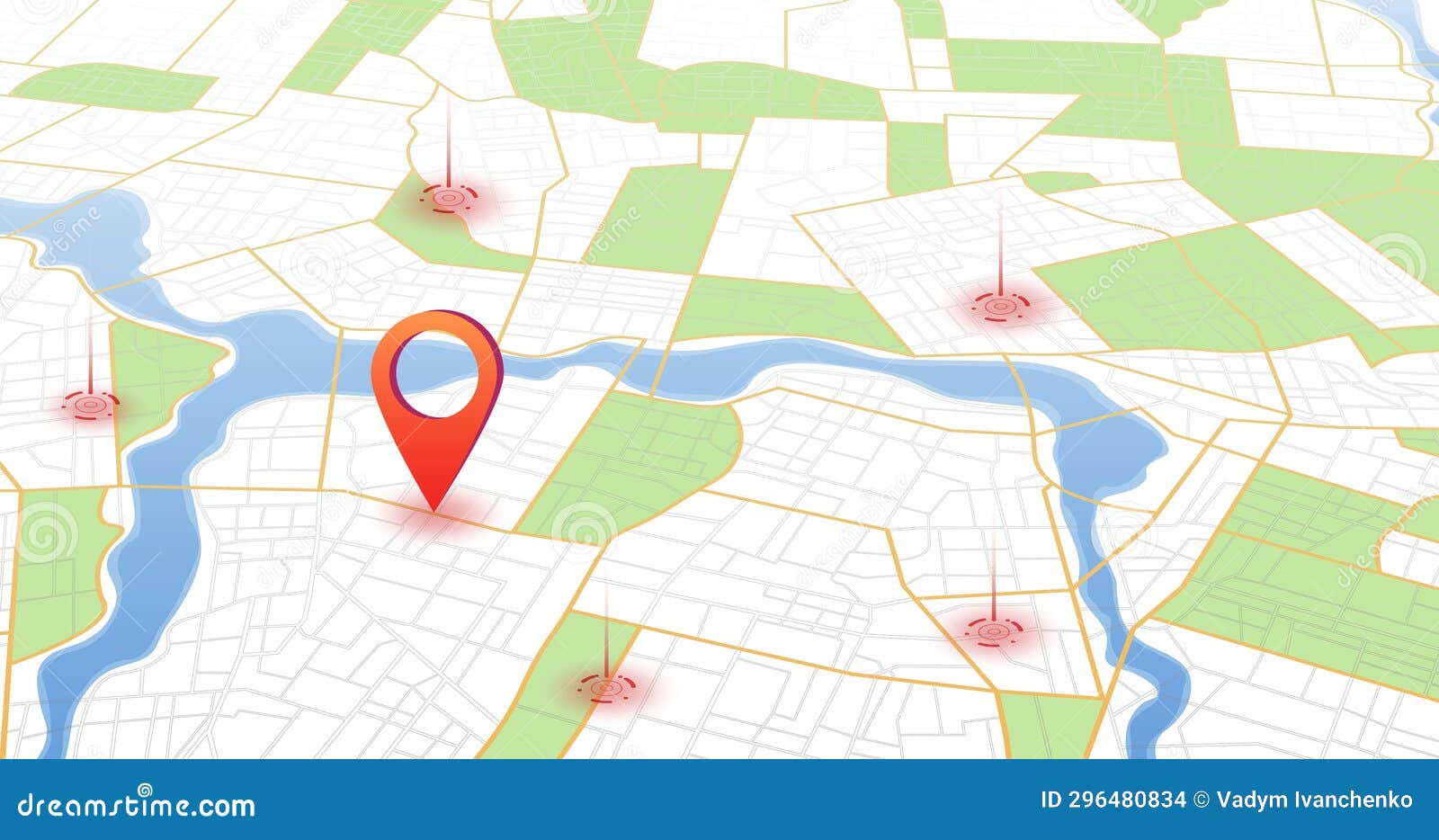 Isometric Navigate Mapping Technology for Distance Data, Path Turns. Abstract Map with Unique ...