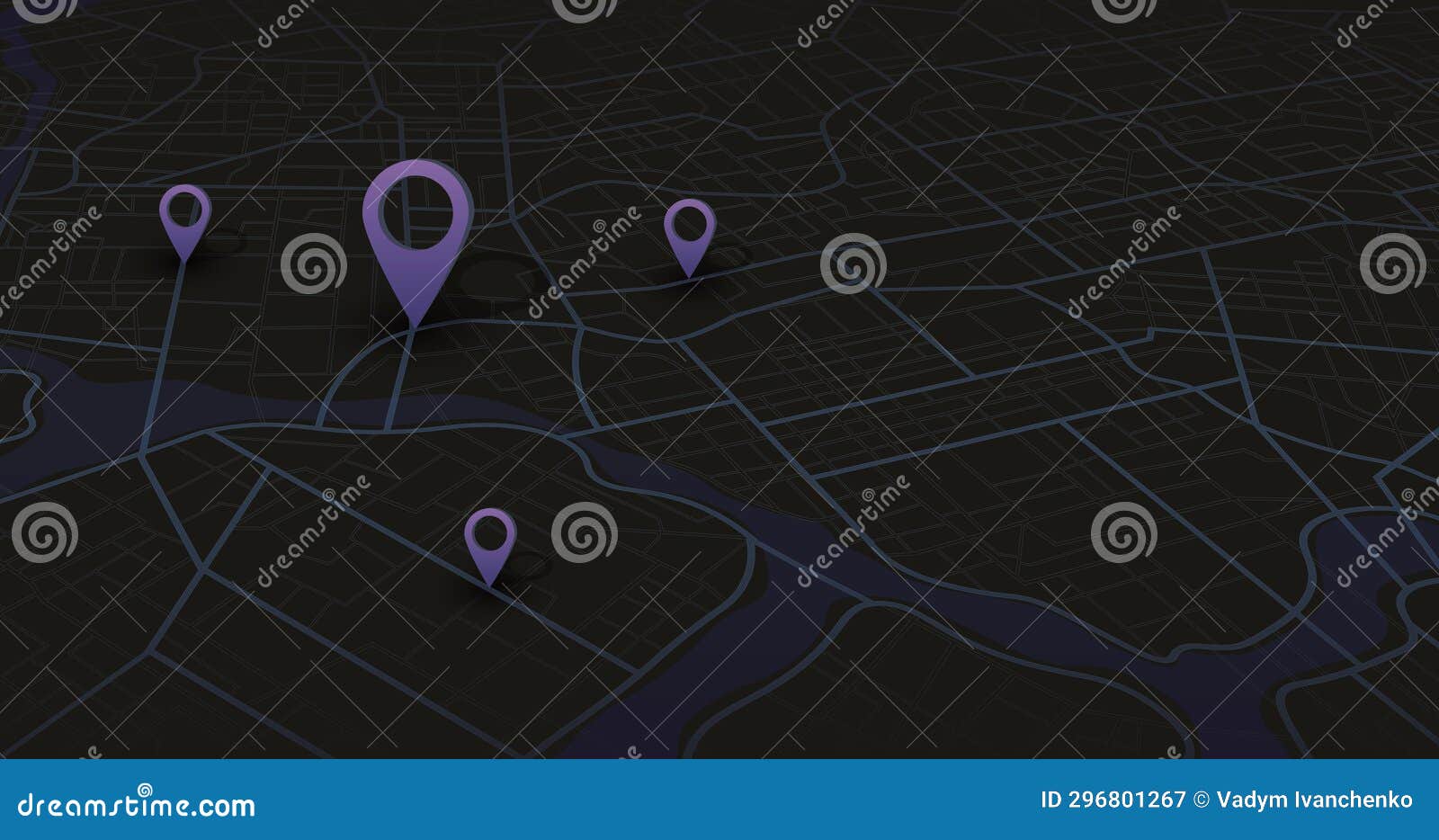 Isometric Navigate Mapping Technology for Distance Data, Path Turns. Abstract Map with Unique ...
