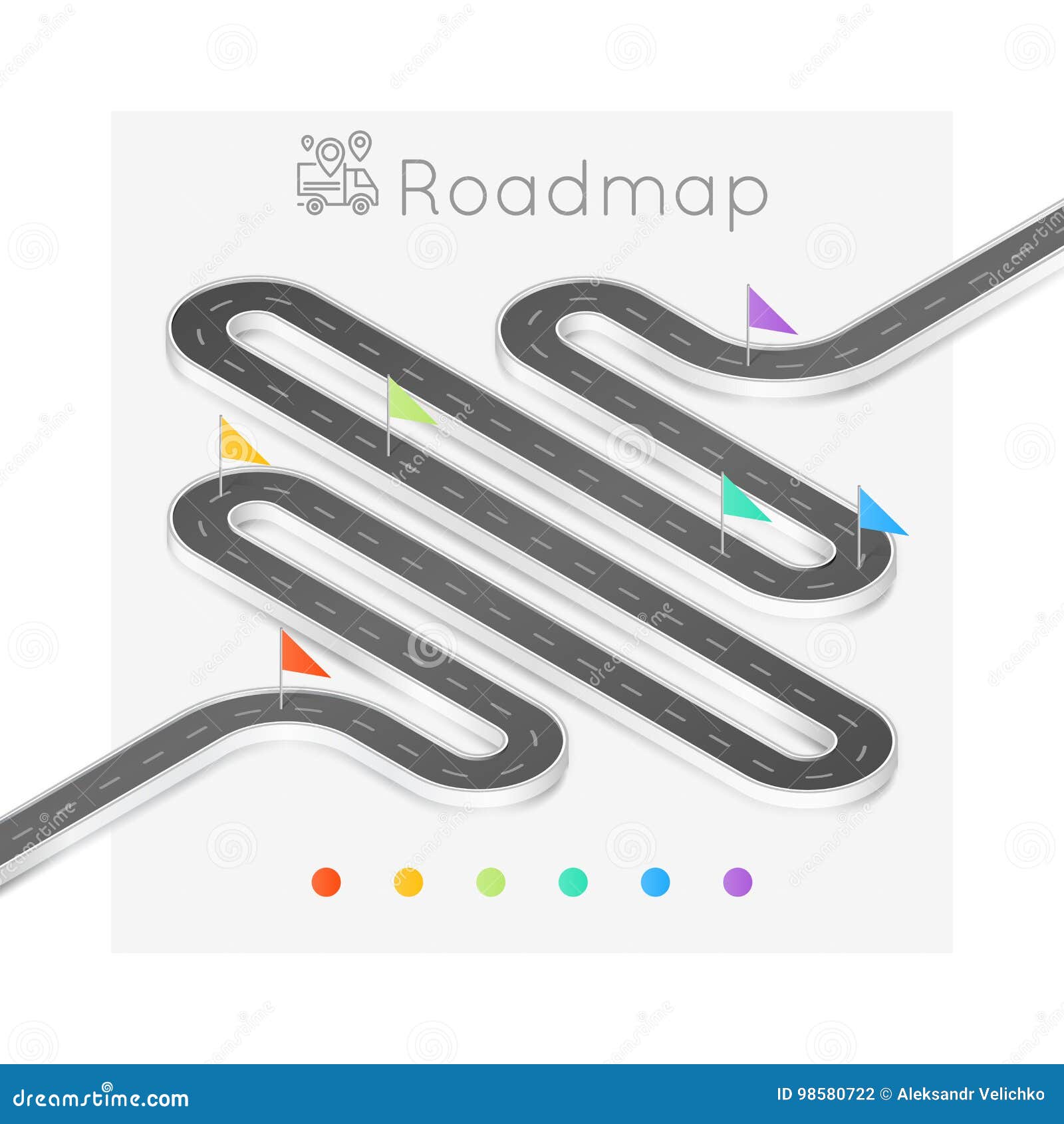 Isometric Navigation Map Infographic Abstract Timeline Concept. Stock ...