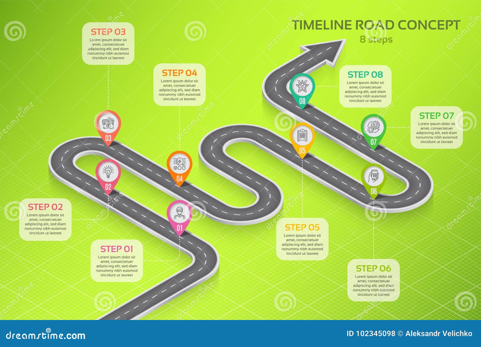 Isometric Navigation Map Infographic 8 Steps Timeline Concept Stock ... Isometric Navigation Map Infographic 8 Steps Timeline Concept Stock ...