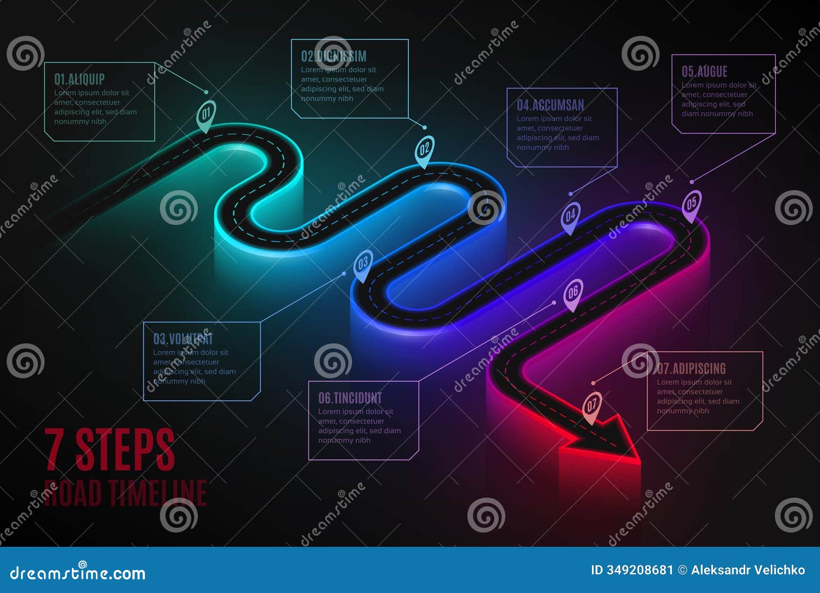 Isometric Navigation Map Infographic 2-9 Steps Timeline Concept ...