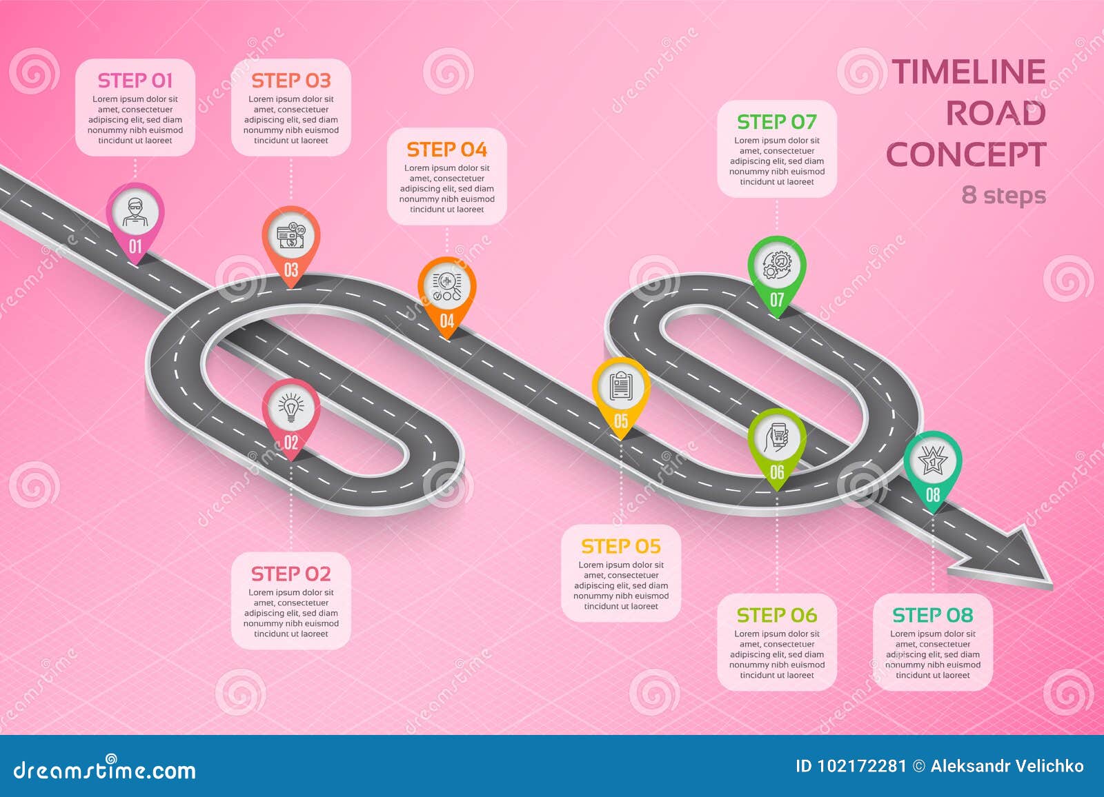 Isometric Navigation Map Infographic 8 Steps Timeline Concept Stock ...