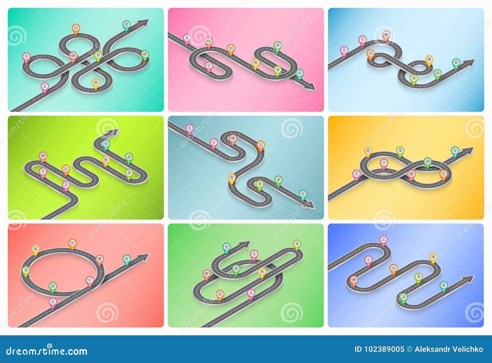 Isometric Navigation Map Infographic 8 Steps Timeline Concept Stock ...