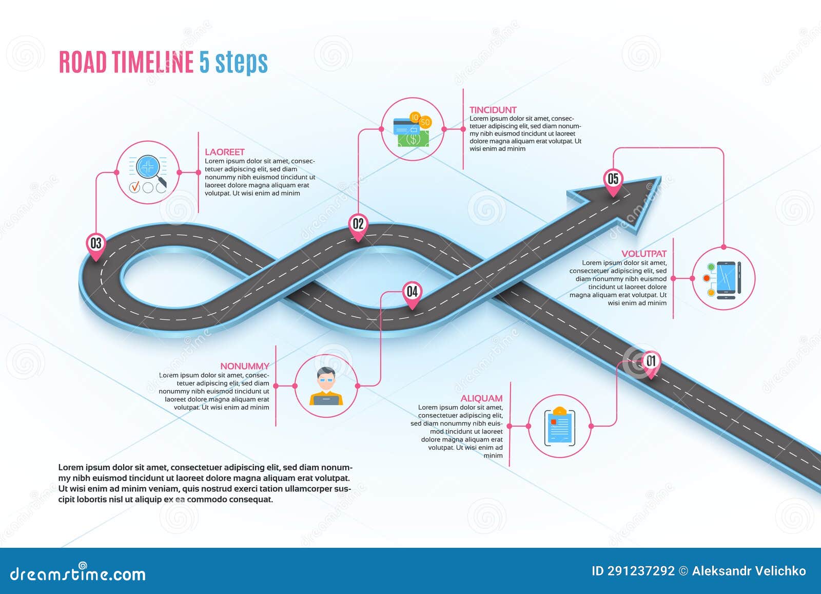 Isometric Navigation Map Infographic 5 Steps Timeline Concept. Winding ...