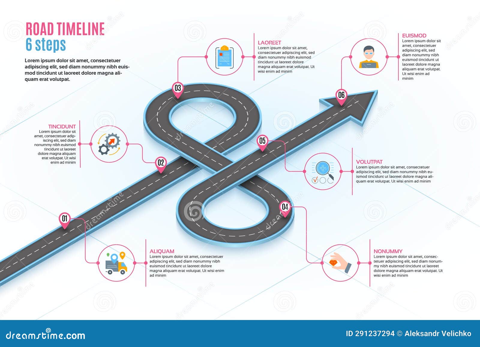 Isometric Navigation Map Infographic 6 Steps Timeline Concept. Winding ...