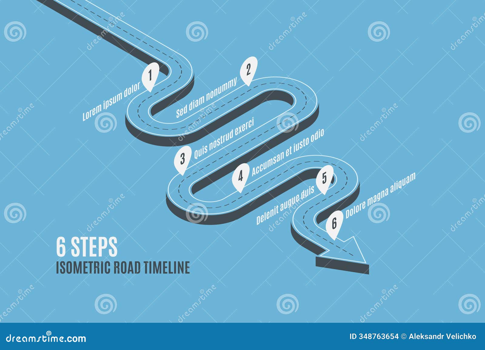 Isometric Navigation Map Infographic 6 Steps Timeline Concept. Stock ...
