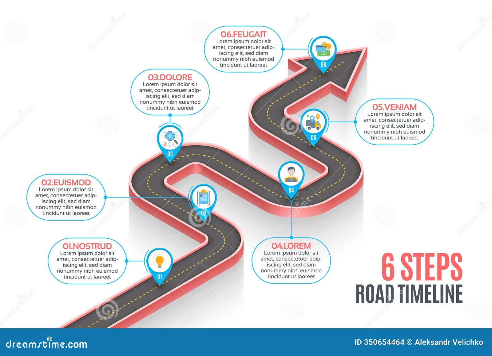 Isometric Navigation Map Infographic 6 Steps Timeline Concept. Winding ...