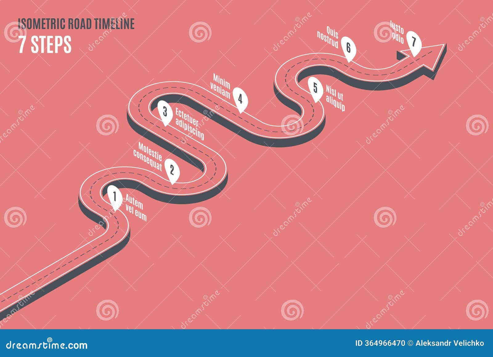 Isometric Navigation Map Infographic 8 Steps Timeline Concept. Cartoon ...