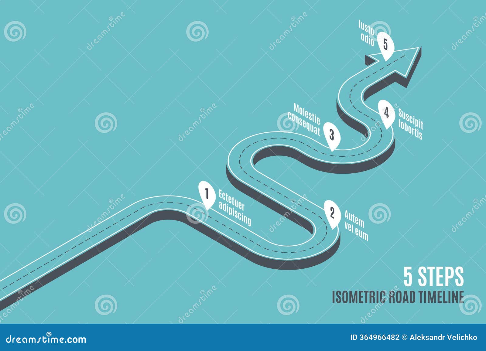 Isometric Navigation Map Infographic 6 Steps Timeline Concept. Winding ...