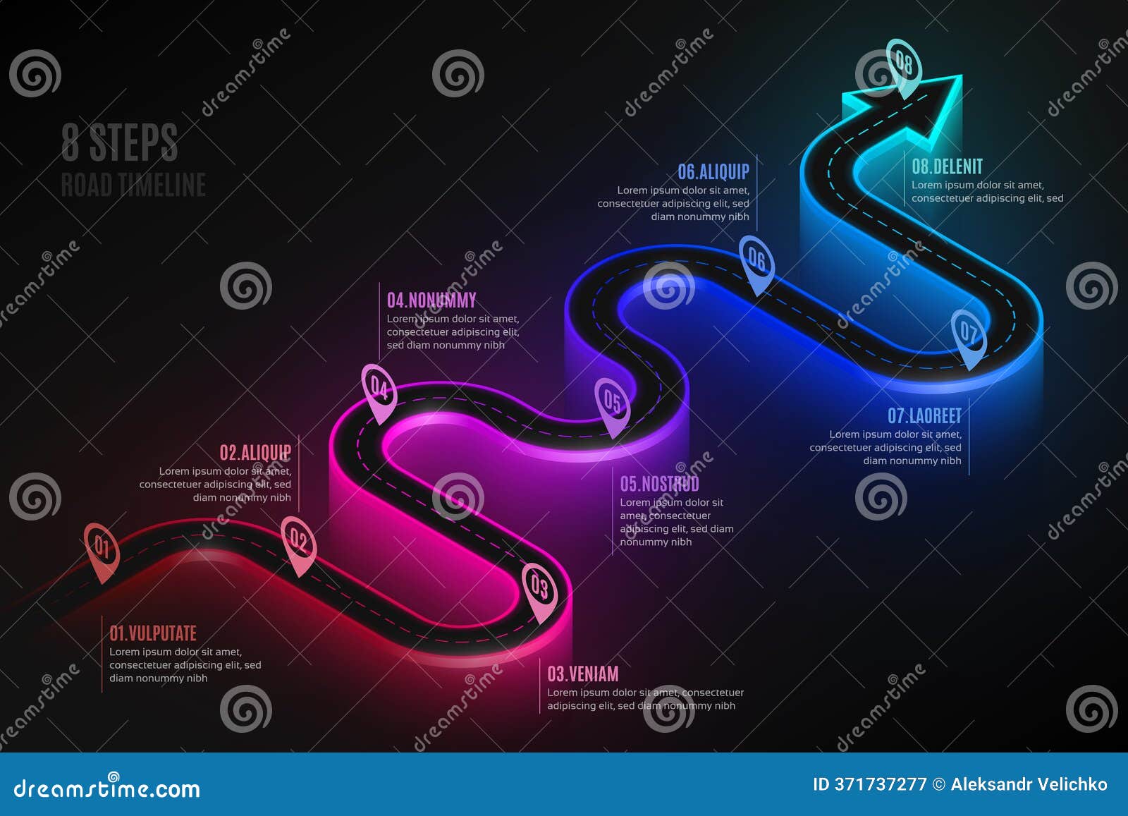 Isometric Navigation Map Infographic 8 Steps Timeline Concept. Cartoon ...