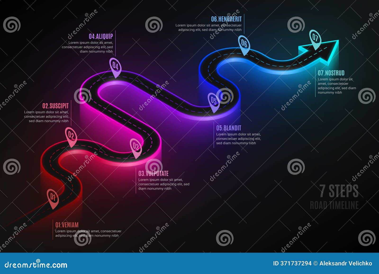 Isometric Navigation Map Infographic 6 Steps Timeline Concept. Winding ...