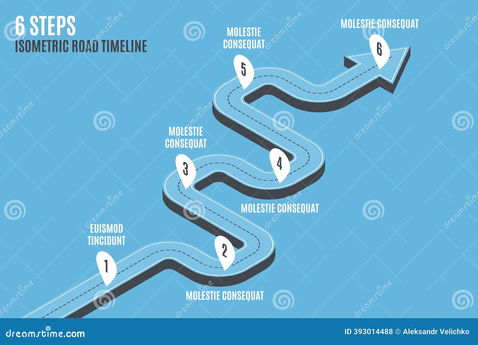 Isometric Navigation Map Infographic 6 Steps Timeline Concept. Winding ...