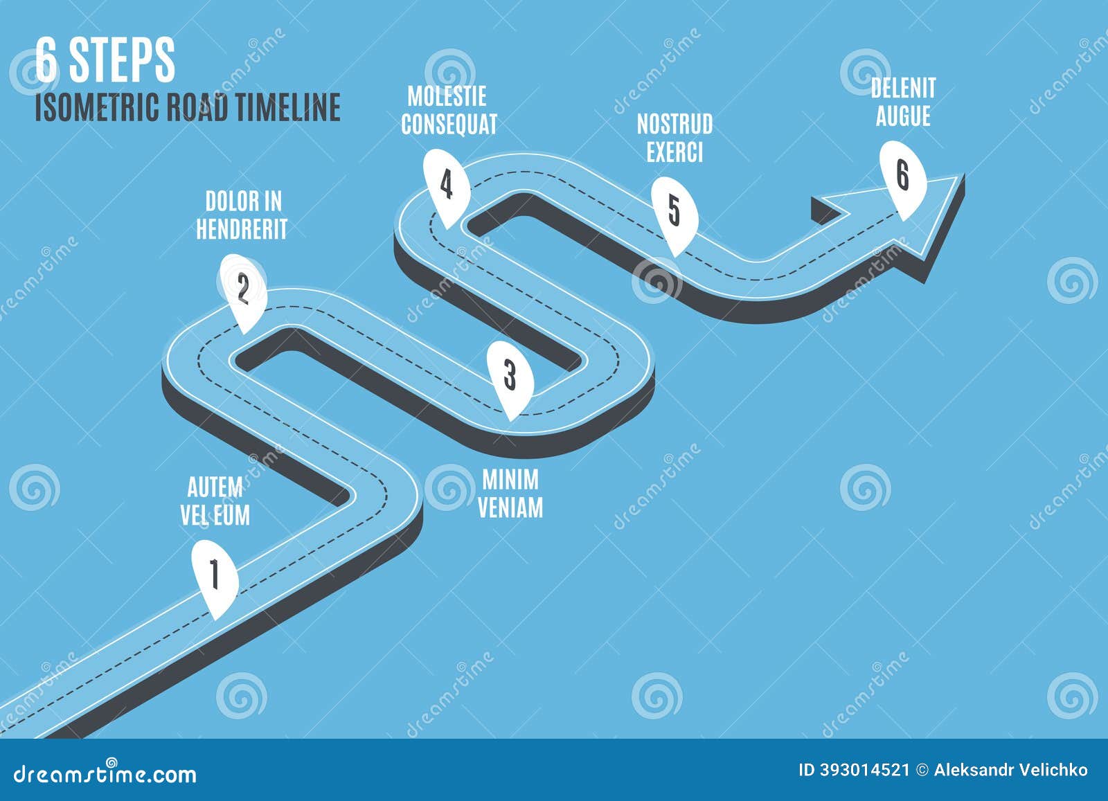 Isometric Navigation Map Infographic 6 Steps Timeline Concept. Winding ...