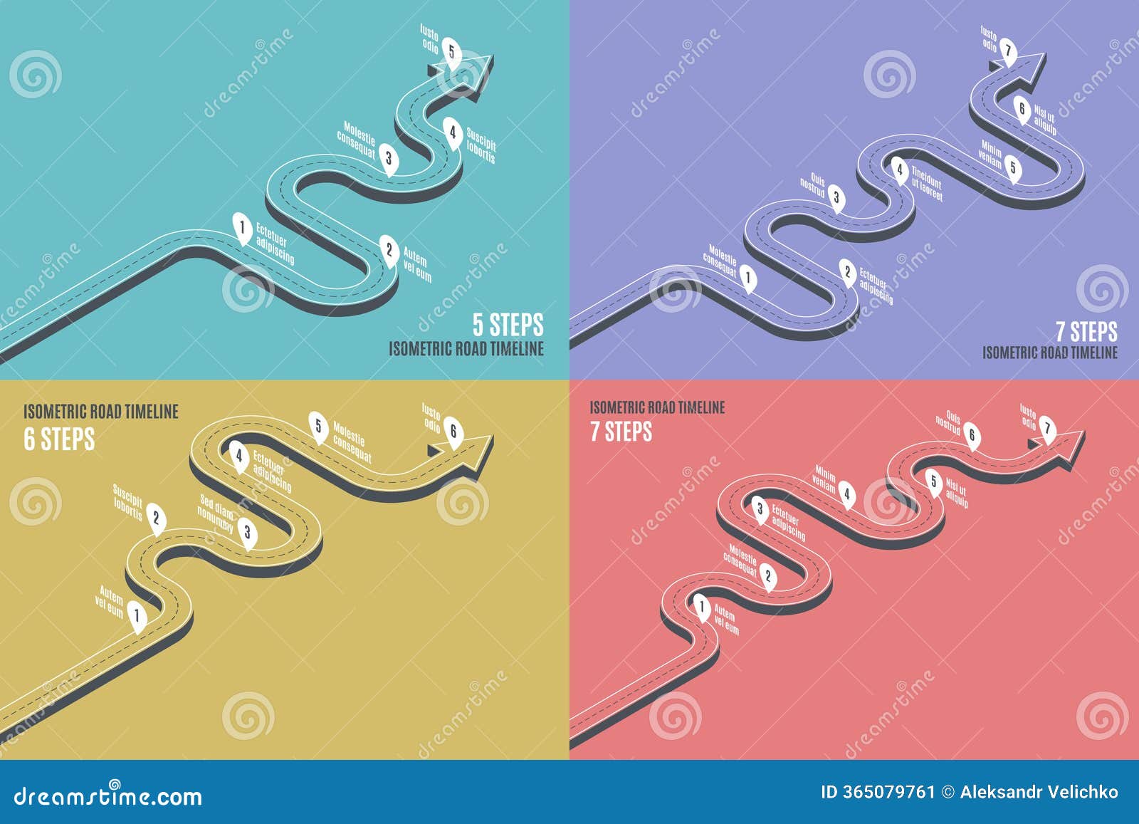 Isometric Navigation Map Infographic 7 Steps Timeline Concept. Vector ...