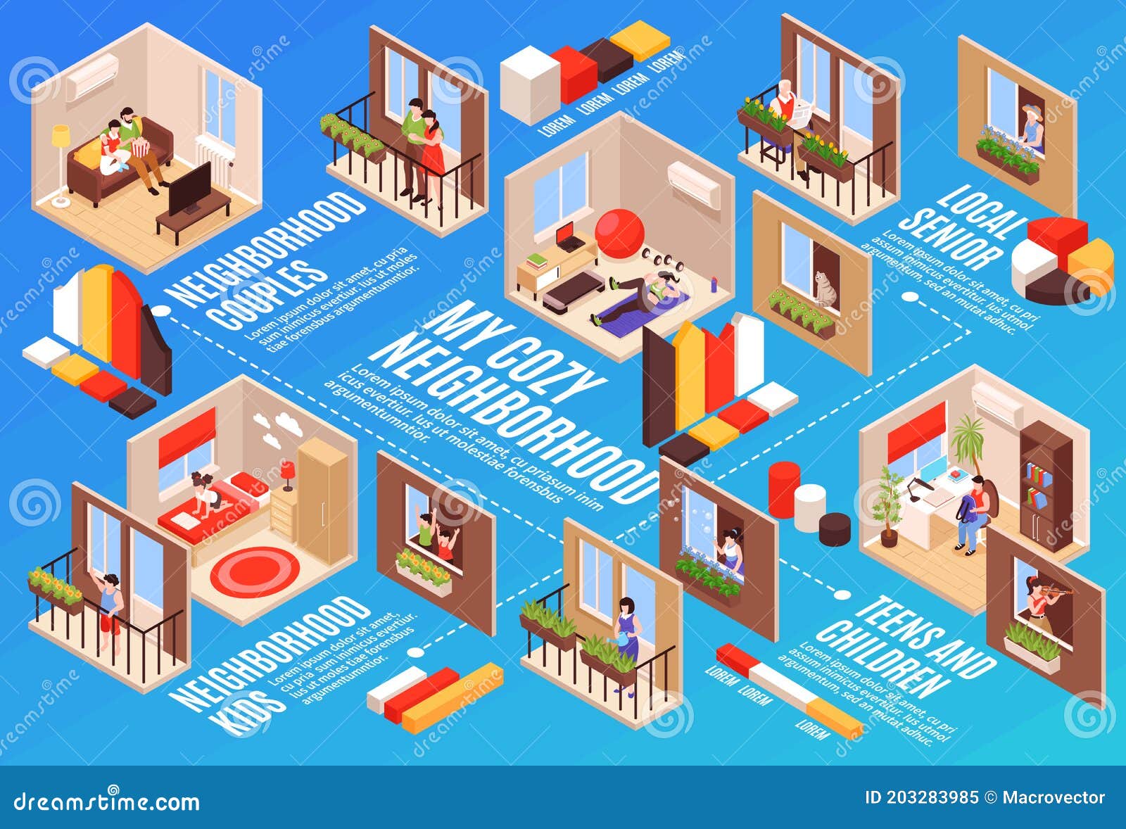 Isometric Neighbors Infographic Composition Stock Vector - Illustration ...