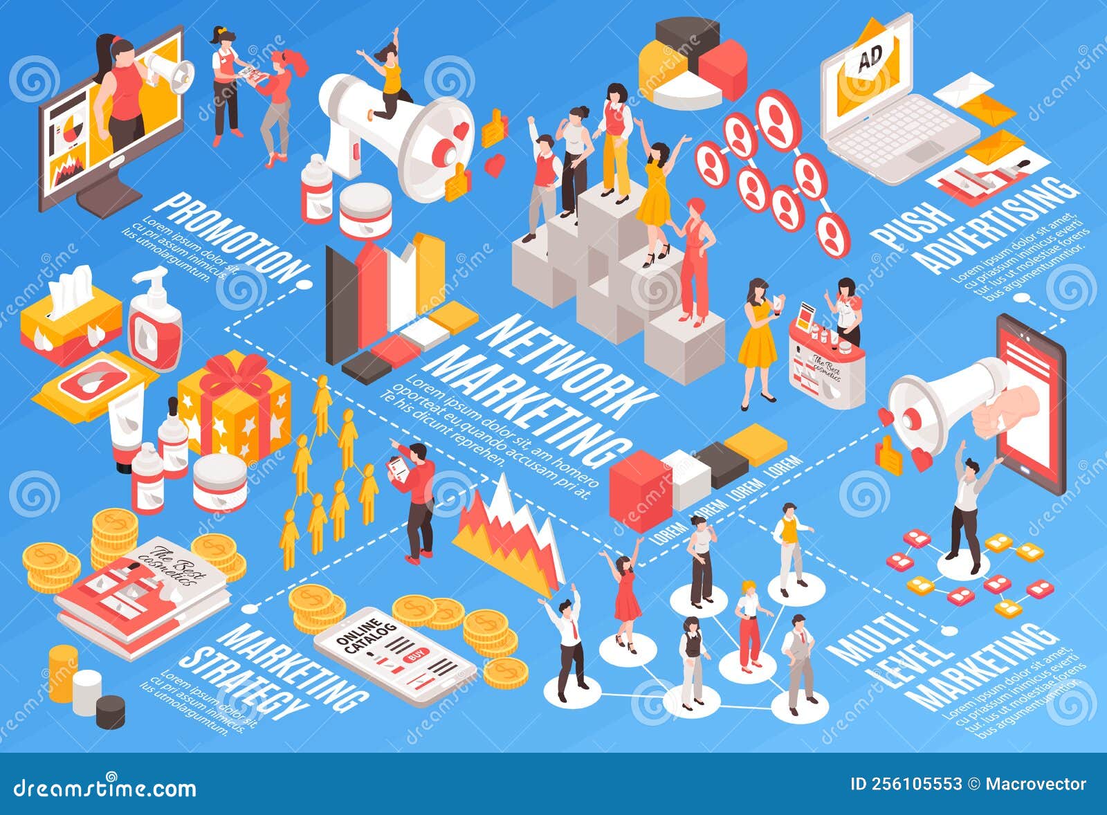 Isometric Network Marketing Illustration Stock Illustration ...