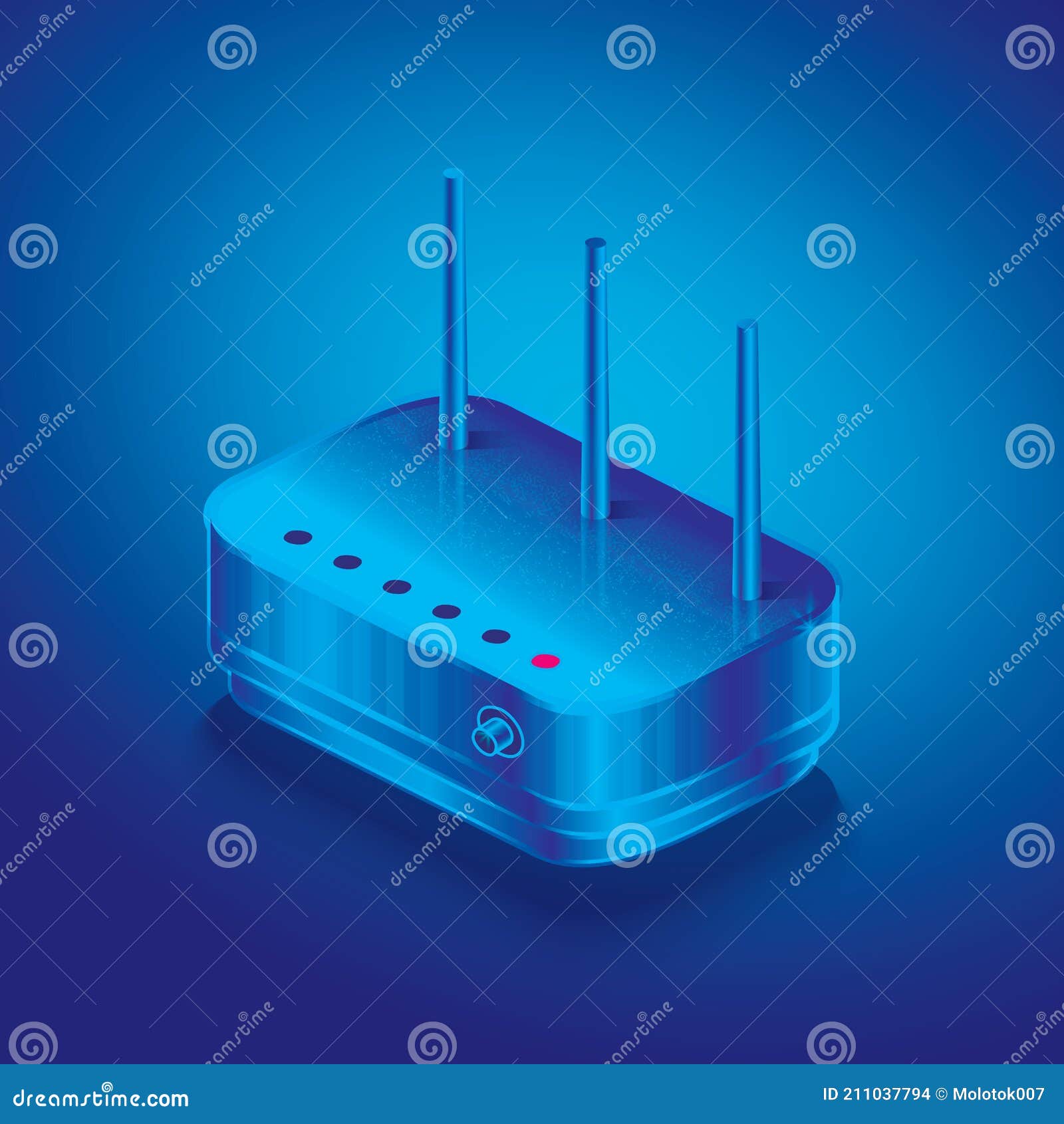 Isometric Network Router. Outline Wifi Wireless Router with Antennas ...