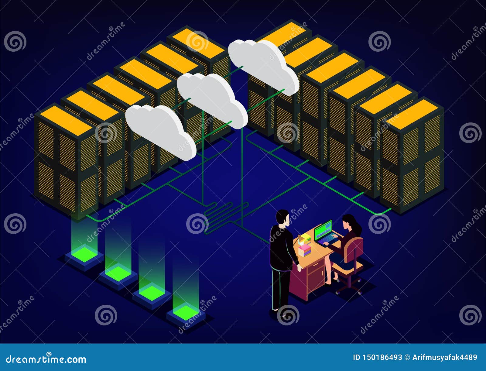Isometric LAN Network Diagram Cartoon Vector | CartoonDealer.com #72095069