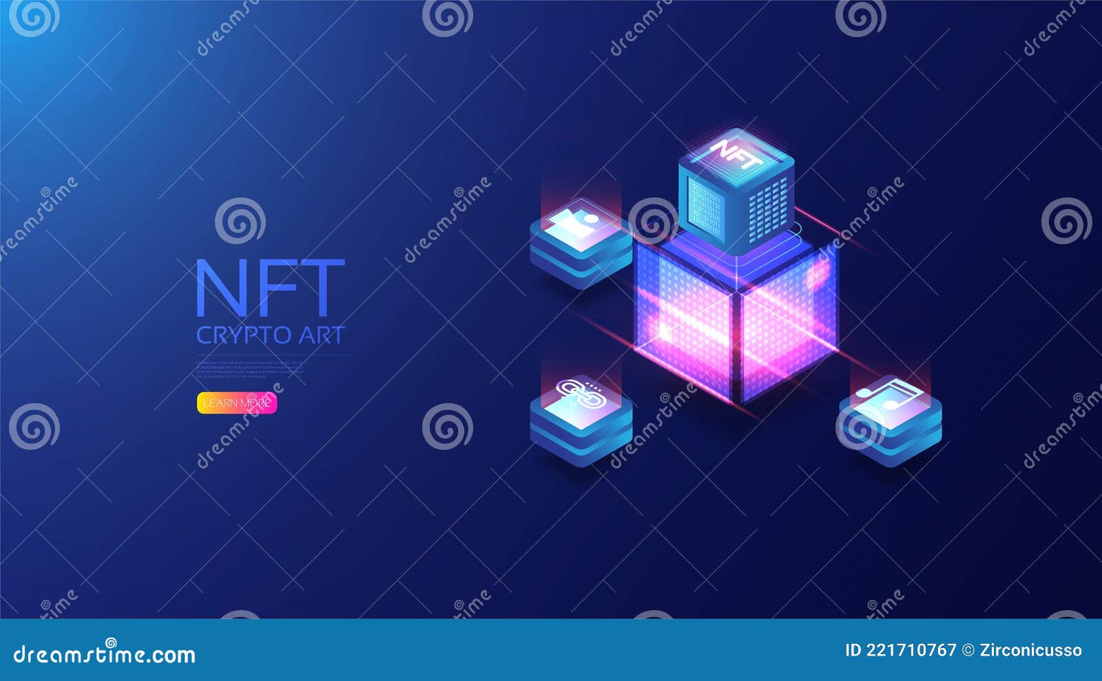 Isometric NFT stock vector. Illustration of bitcoin - 221710767