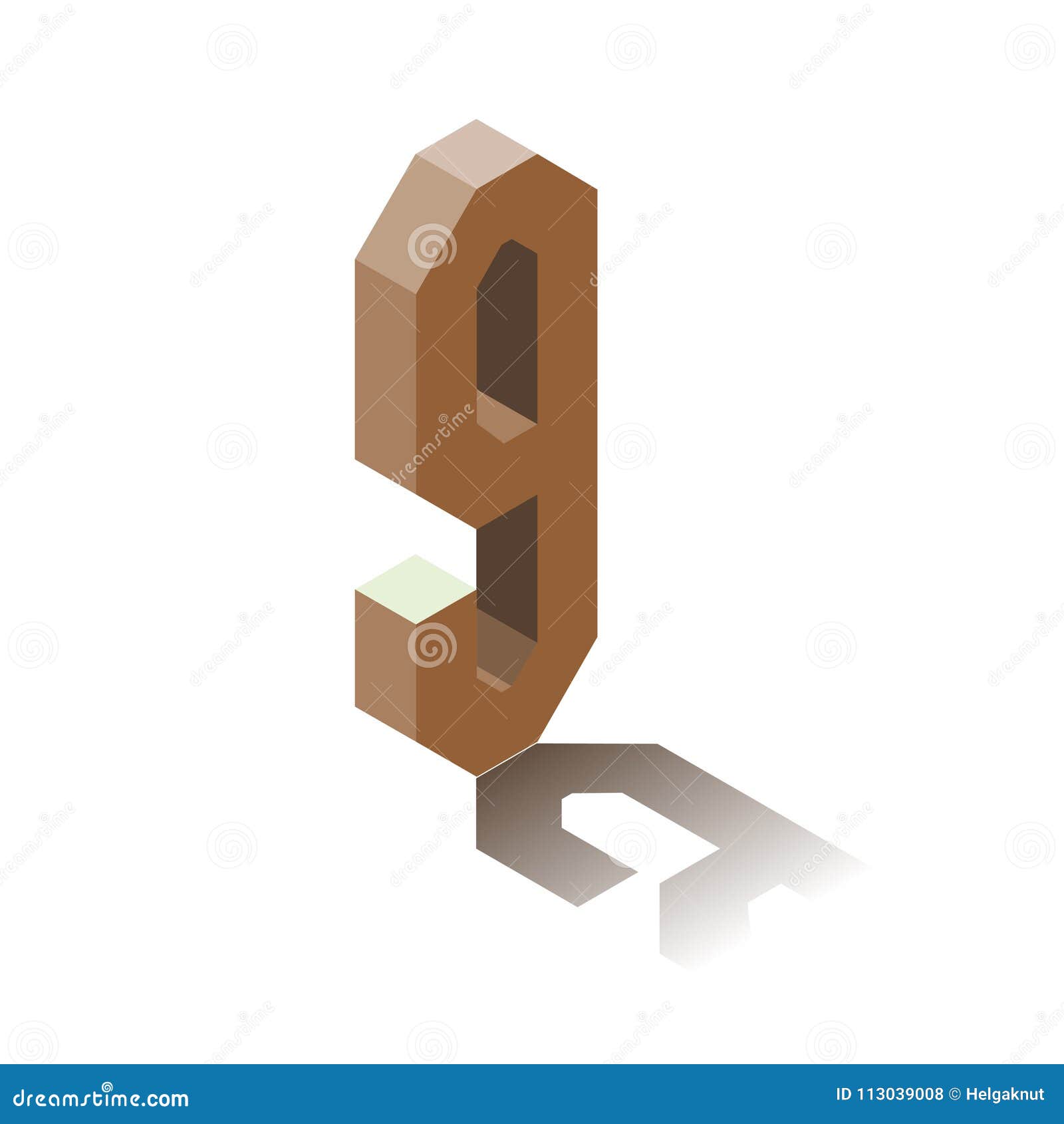 Isometric Nine Brown Icon, 3d Character with Shadow Stock Vector ...