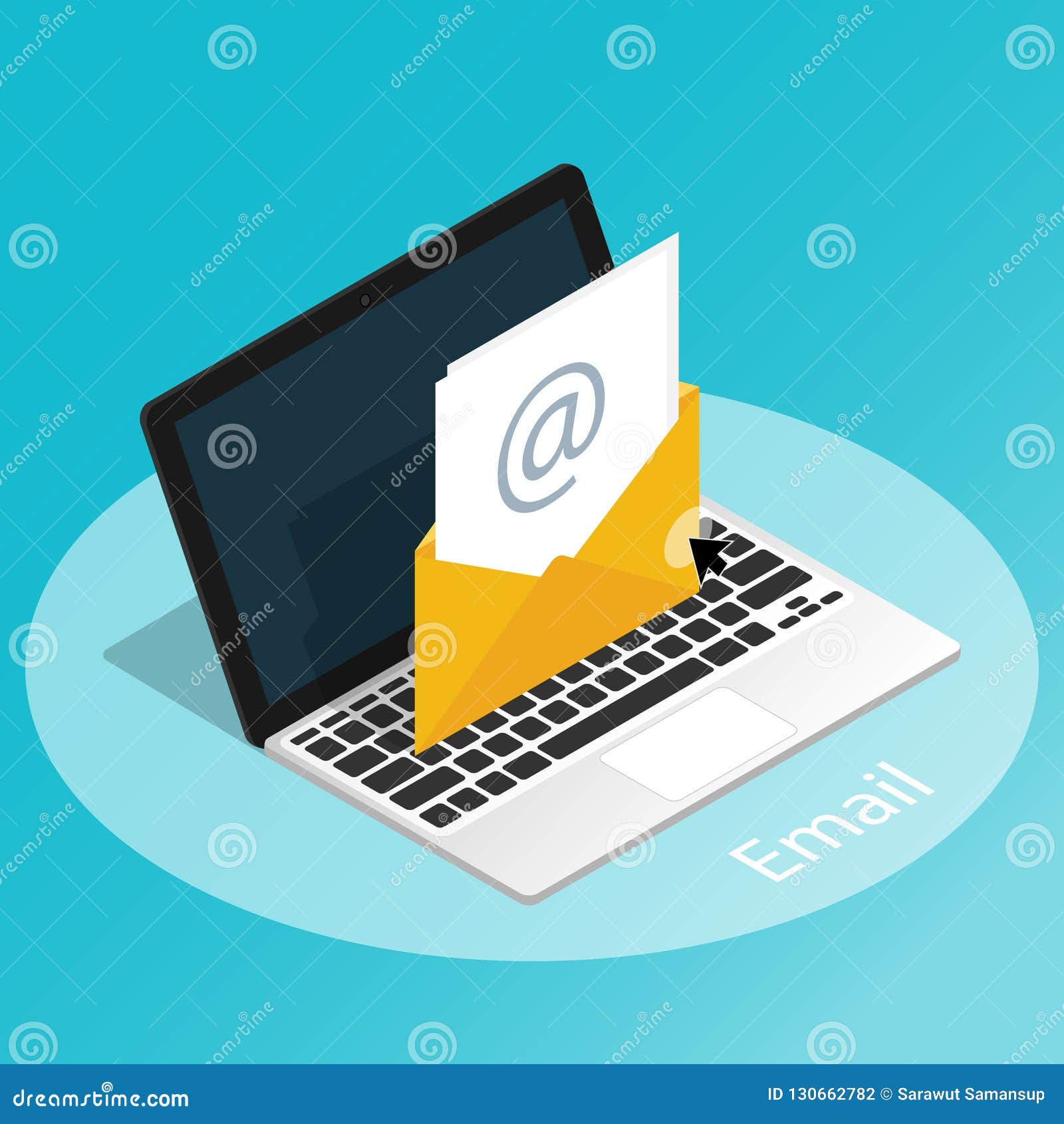 Isometric Email Laptop Simple Vector Stock Vector - Illustration of ...