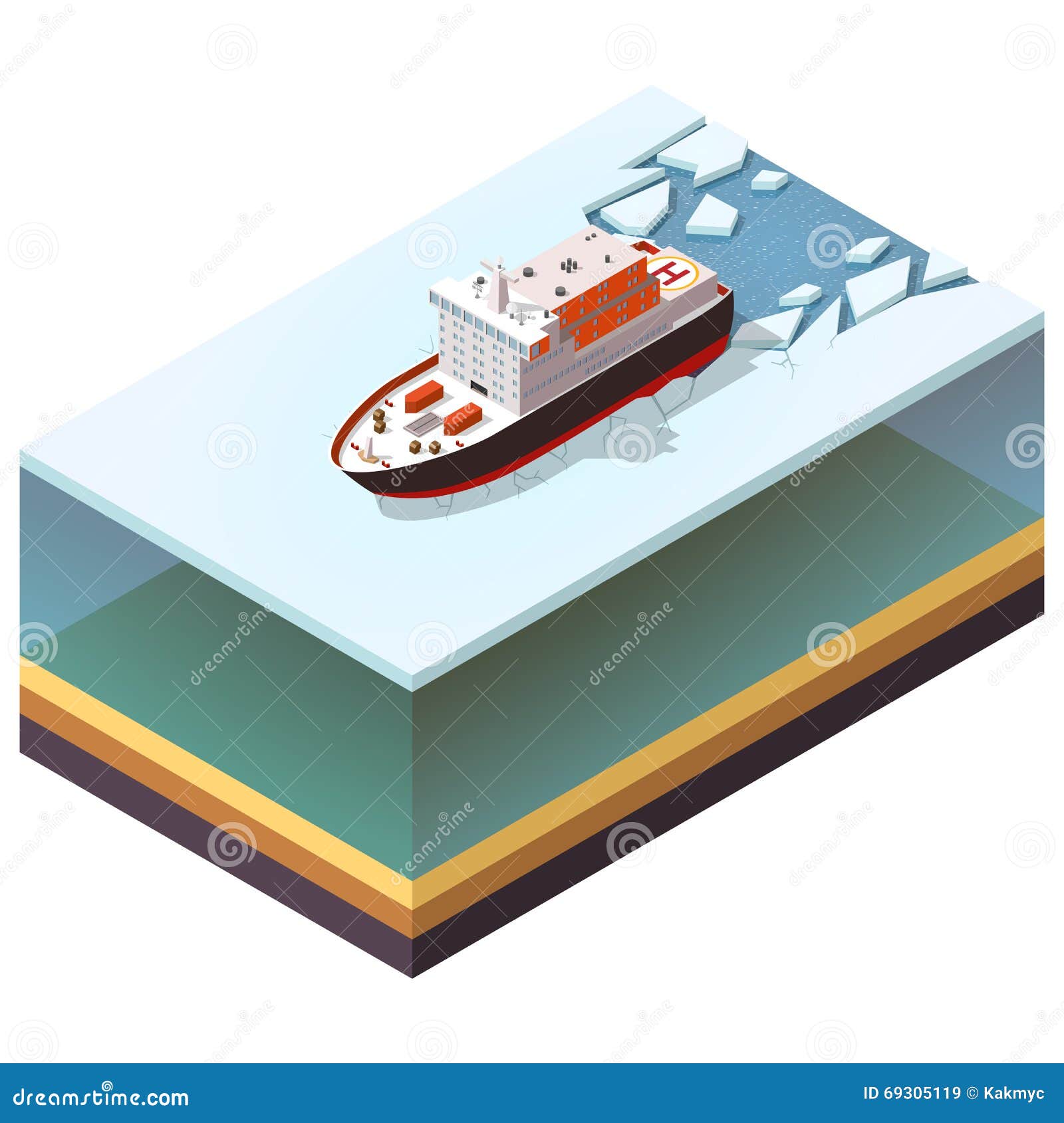 Icebreaker Isometric View. Vector | CartoonDealer.com #83938562