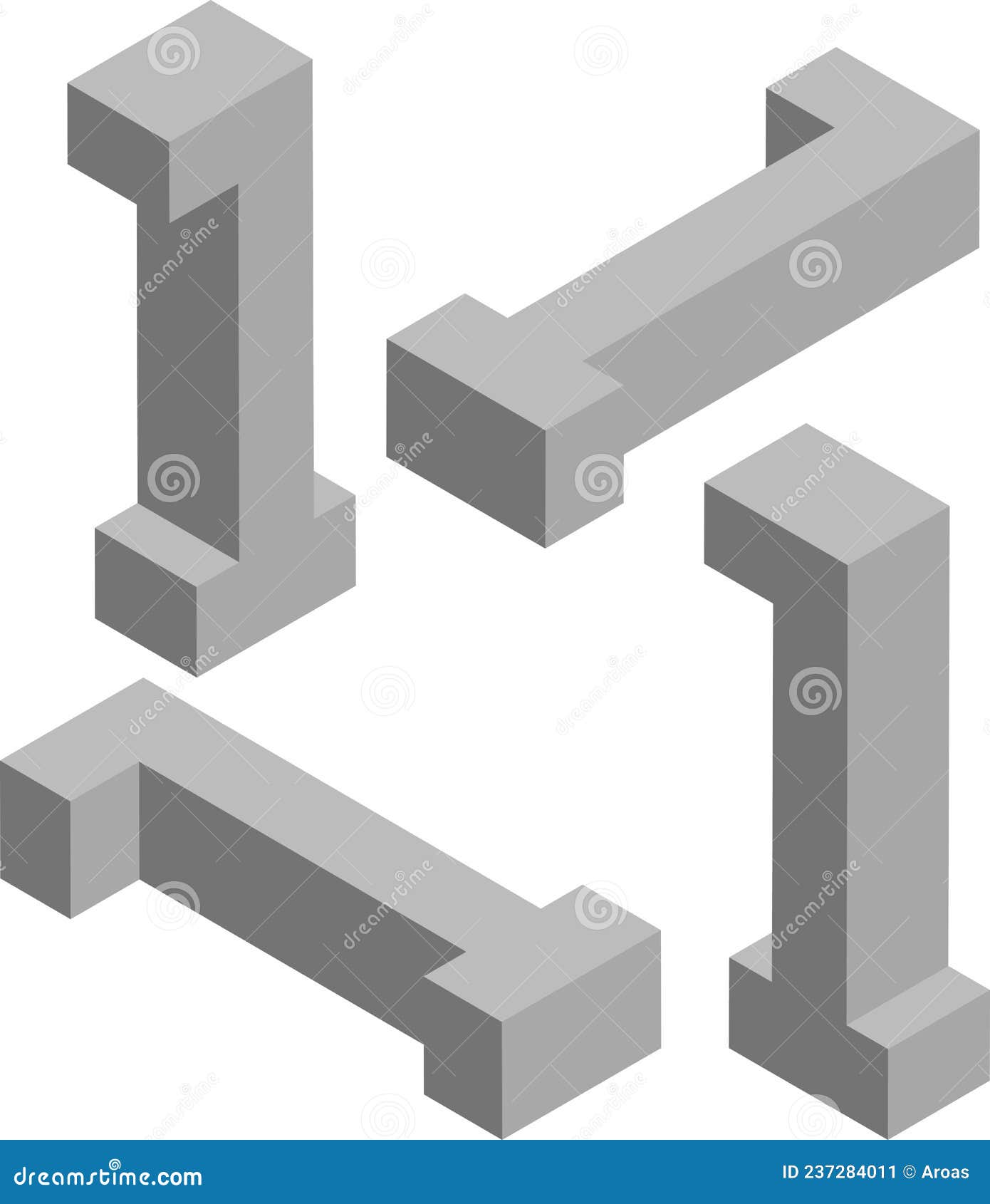 Isometric Number 1. Template for Creating Logos, Emblems, Monograms ...