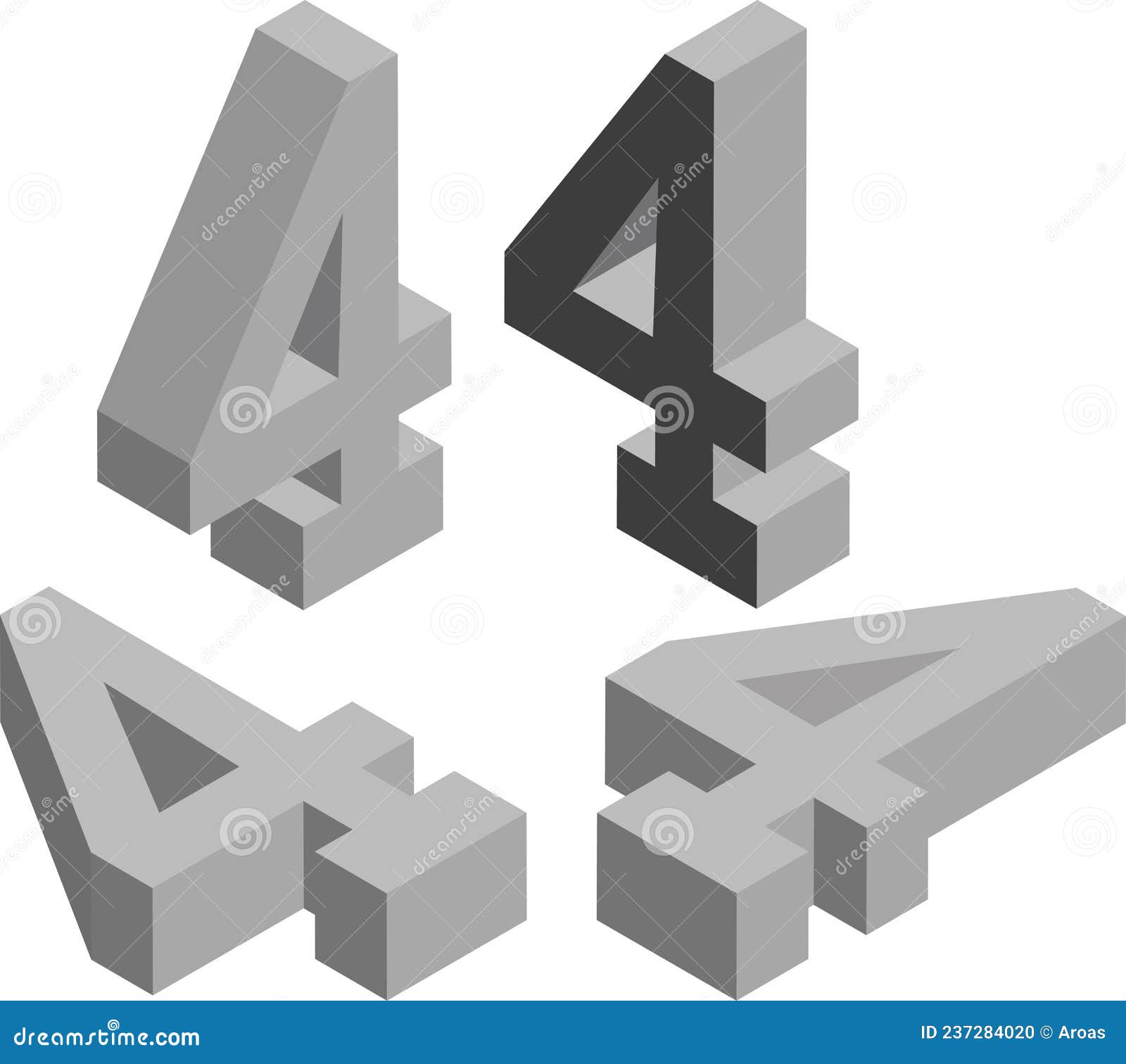 Isometric Number 4. Template for Creating Logos, Emblems, Monograms ...