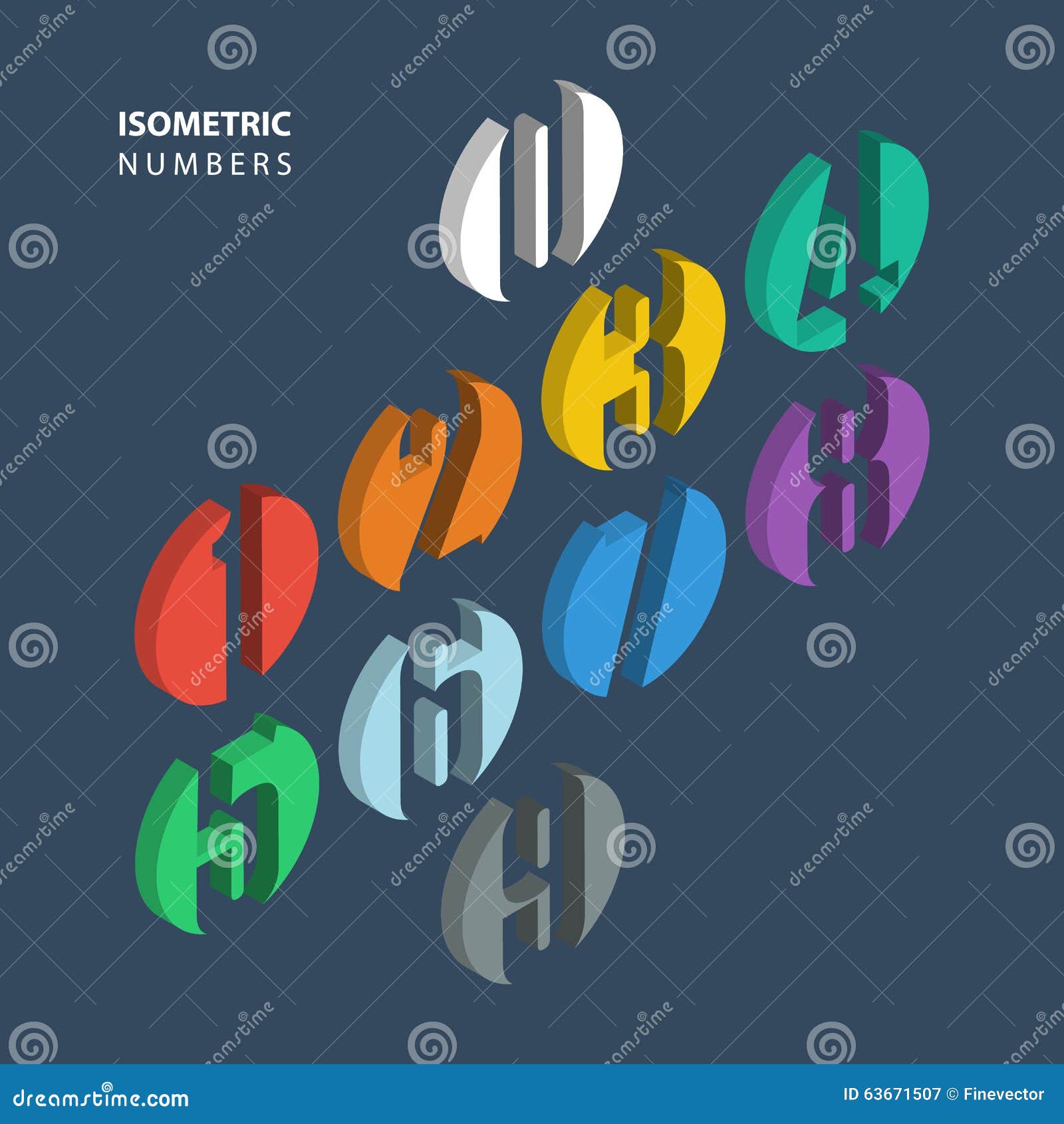 Isometric numbers set. stock vector. Illustration of count - 63671507