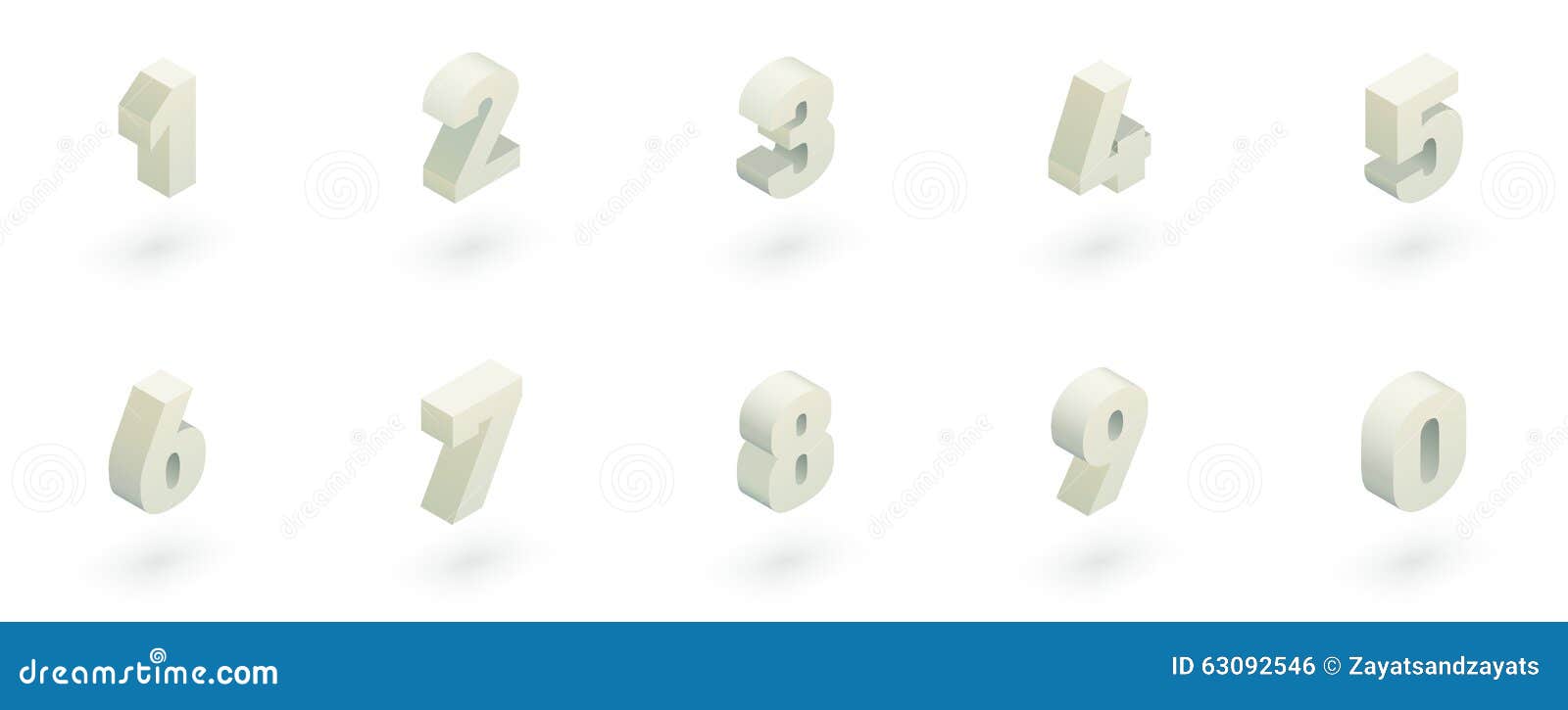 Isometric numbers set stock vector. Illustration of graphic - 63092546