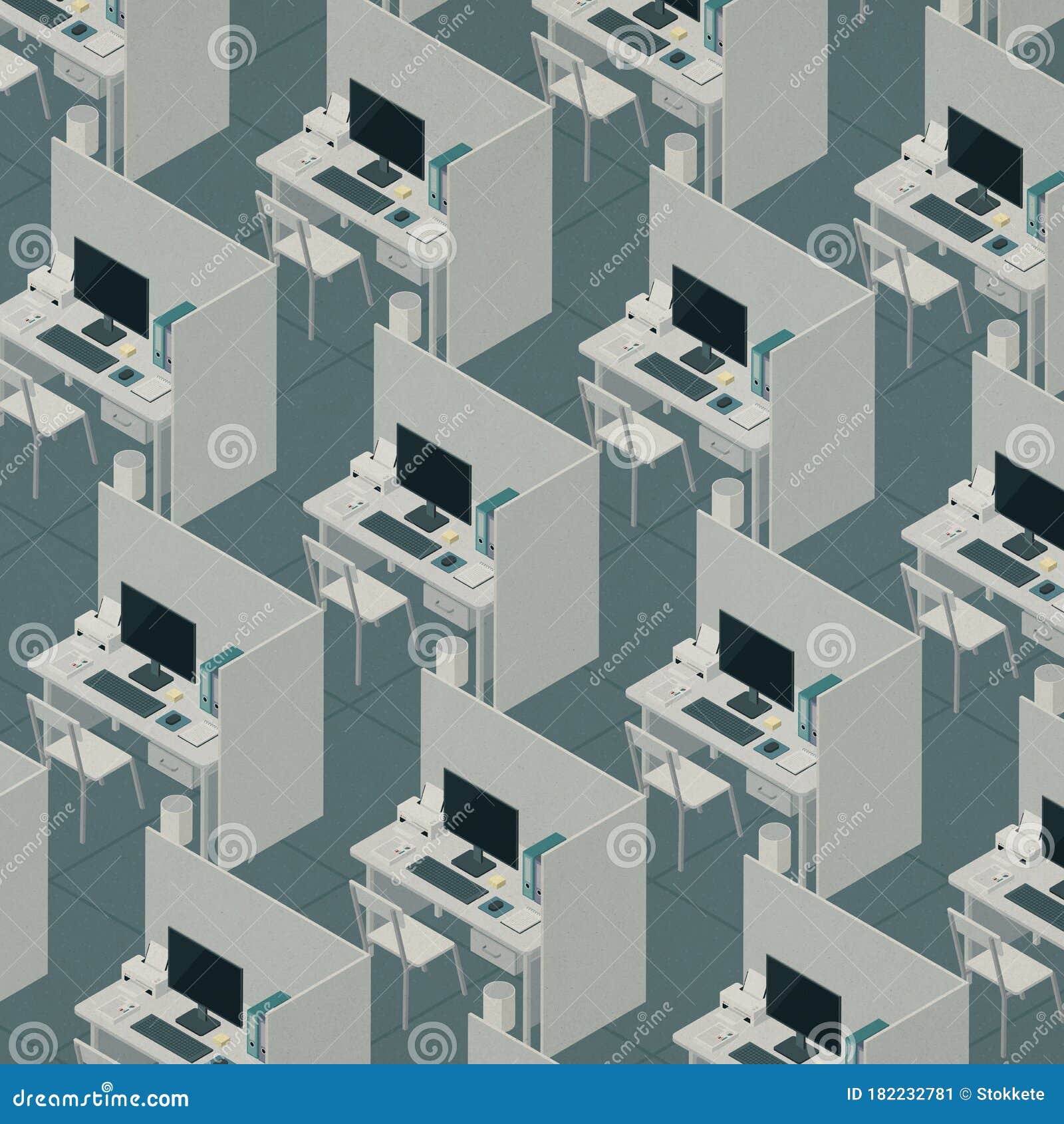Isometric Office Cubicles In A Corporate Building Stock Image ...