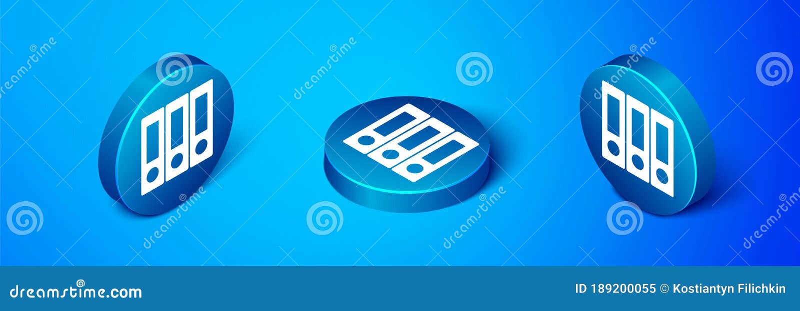 Isometric Office Folders with Papers and Documents Icon Isolated on ...